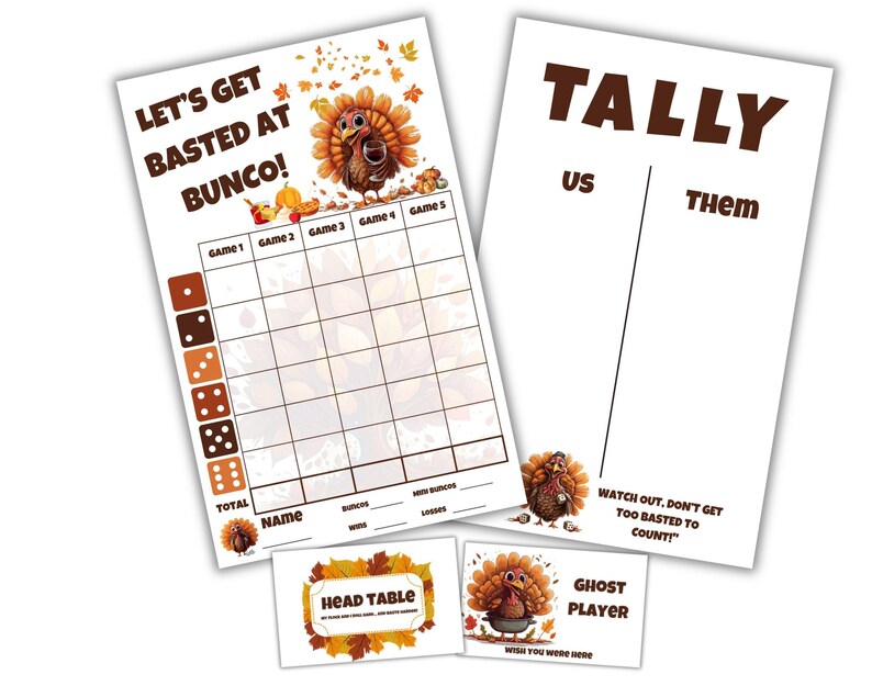 Thanksgiving Bunco Bundle | Bunco Score Card | Autumn Thanksgiving ...