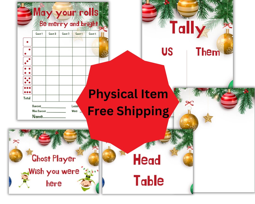 Christmas Bunco Score Sheets and Tally | December Bunco Score Cards ...