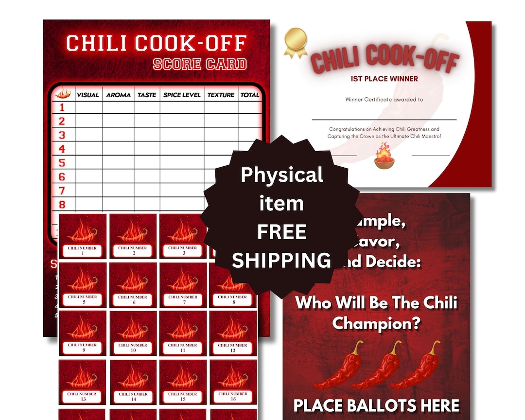 Chili Cook off Bundle | Chili Scorecard | Chili Labels | Chili Winner ...