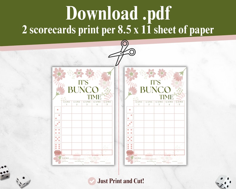 Mother’s Day Bunco Printable | Bunco Score Cards + Tally Sheets | May ...