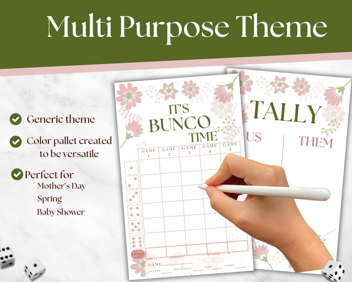 Mother's Day | May Bunco | Bunco Score Card | Bunco Tally Sheets ...