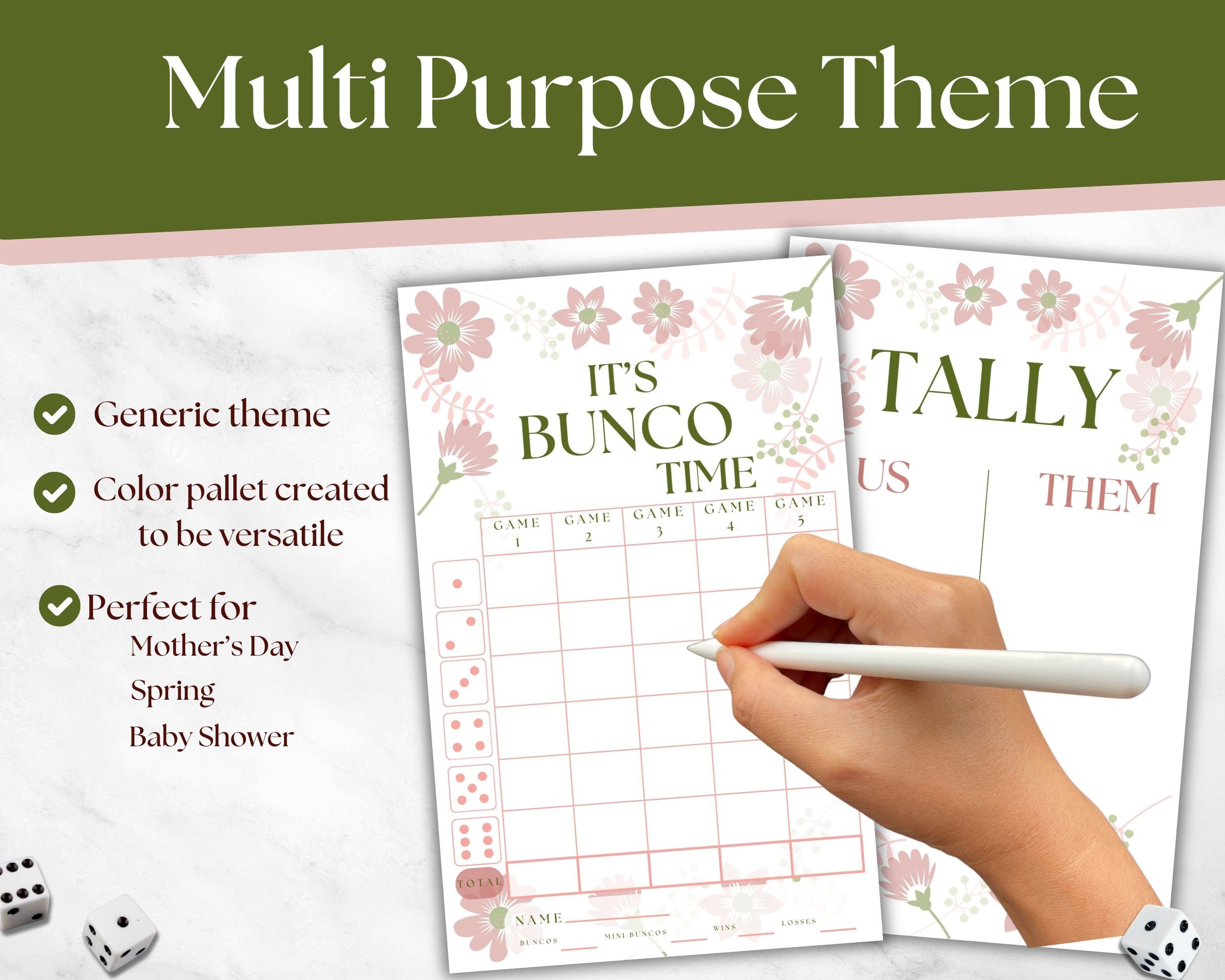 Mother's Day | May Bunco | Bunco Score Card | Bunco Tally Sheets ...