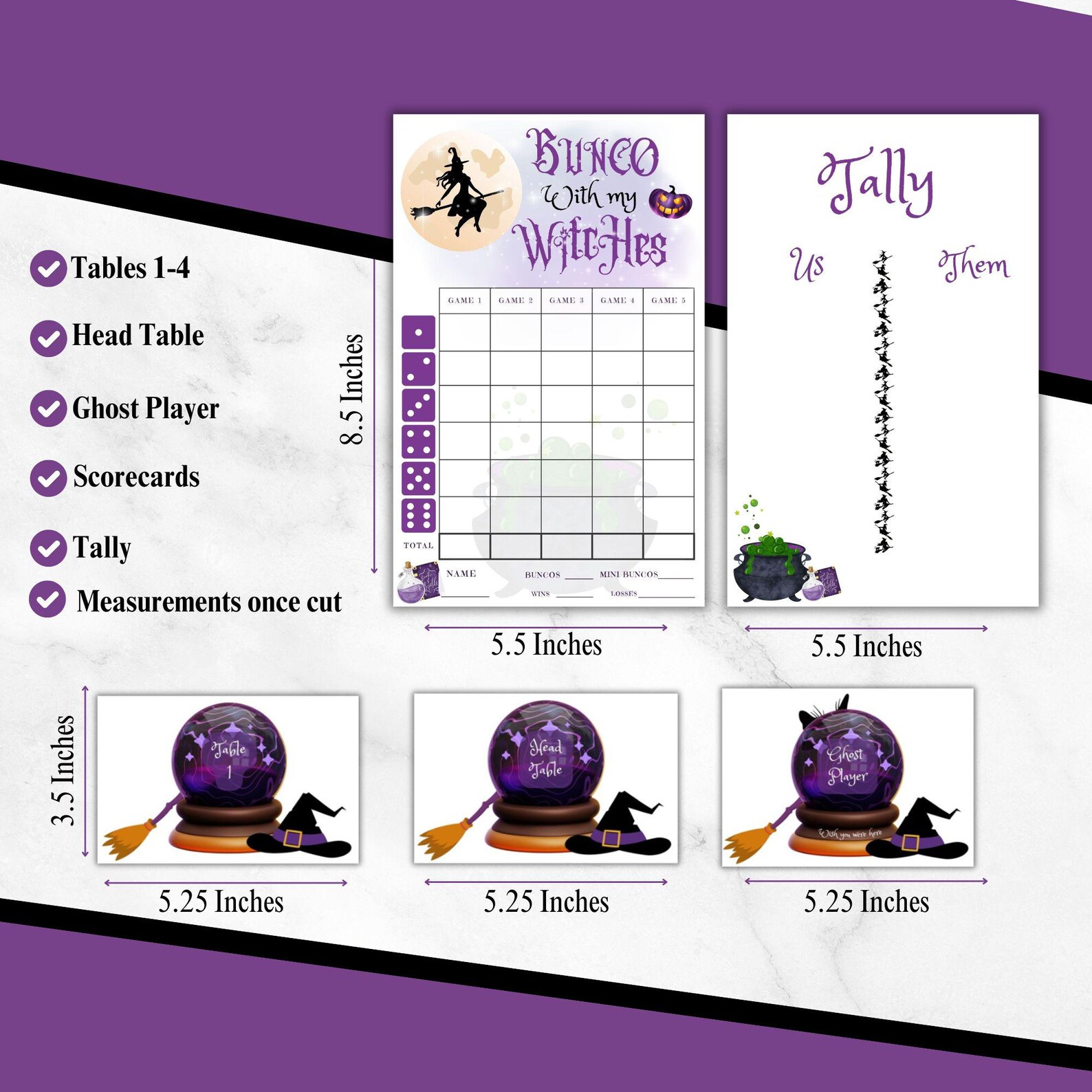 Halloween Witch Bunco Score Sheets | October Bunco Score Card | Witch ...