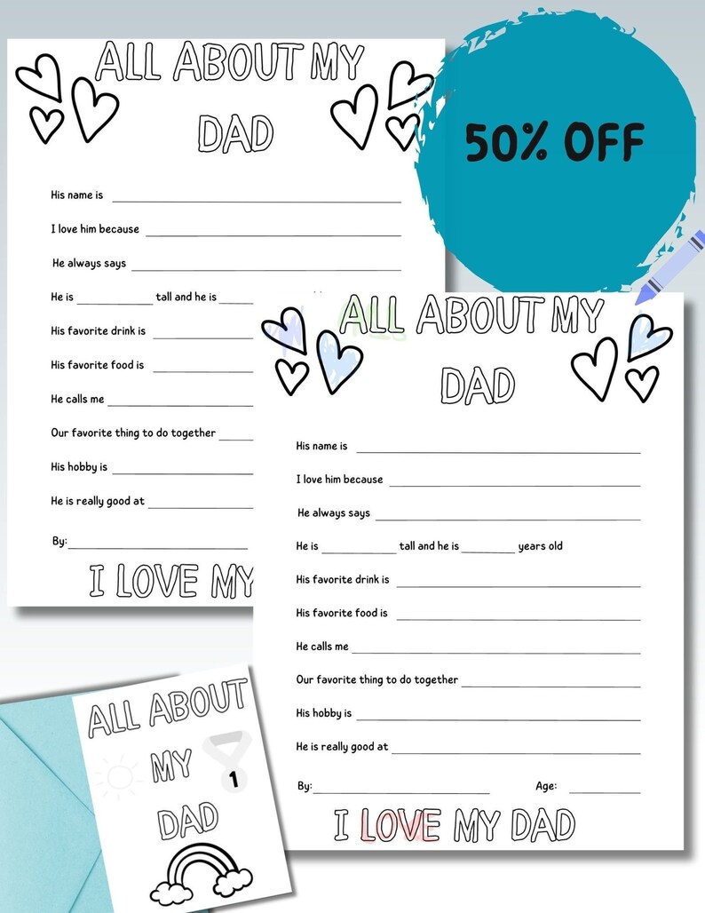 All About Dad Questionnaire, Printable, Father's Day Gift From Kids ...