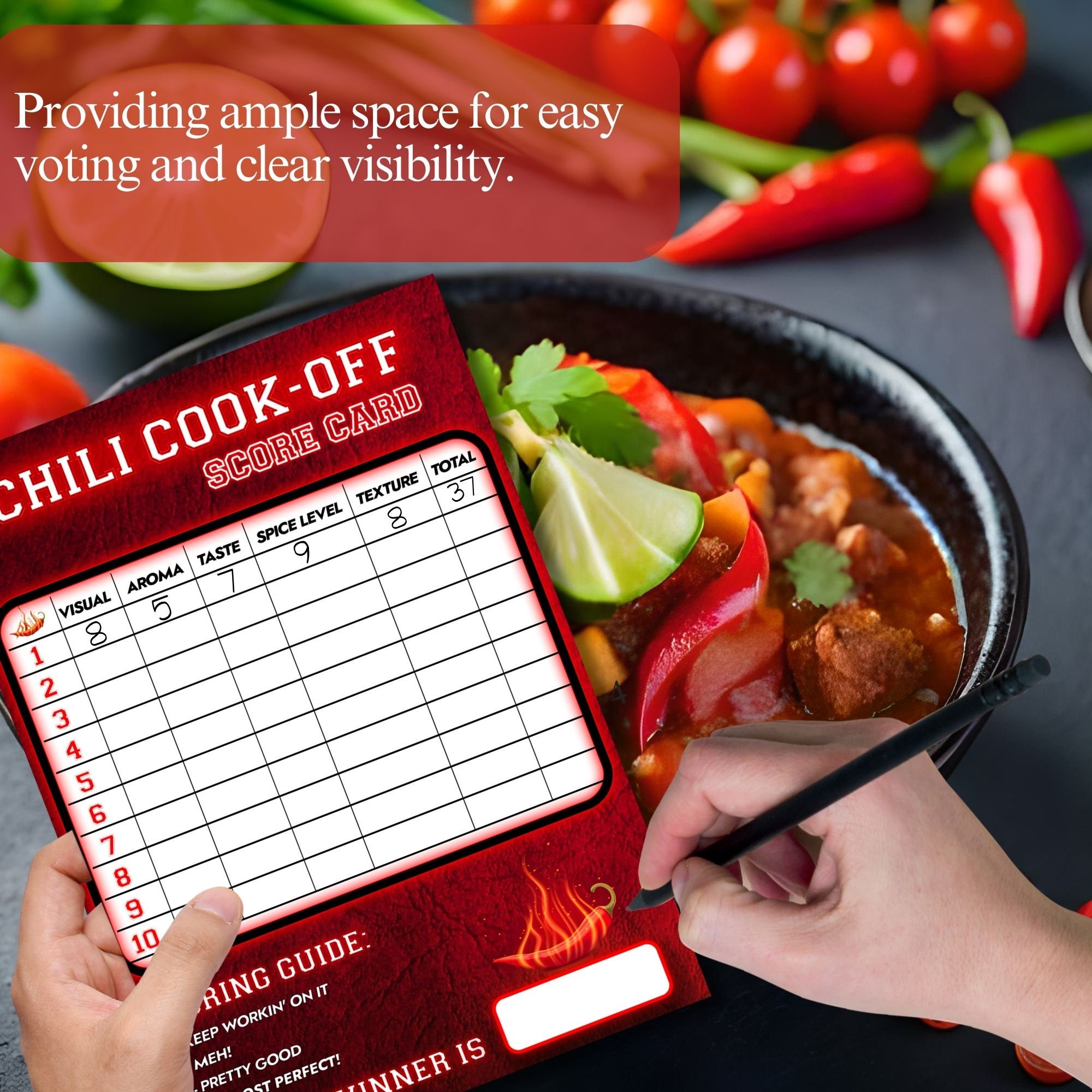 Chili Cook off Competition Scorecard | Chili Challenge | INSTANT ...