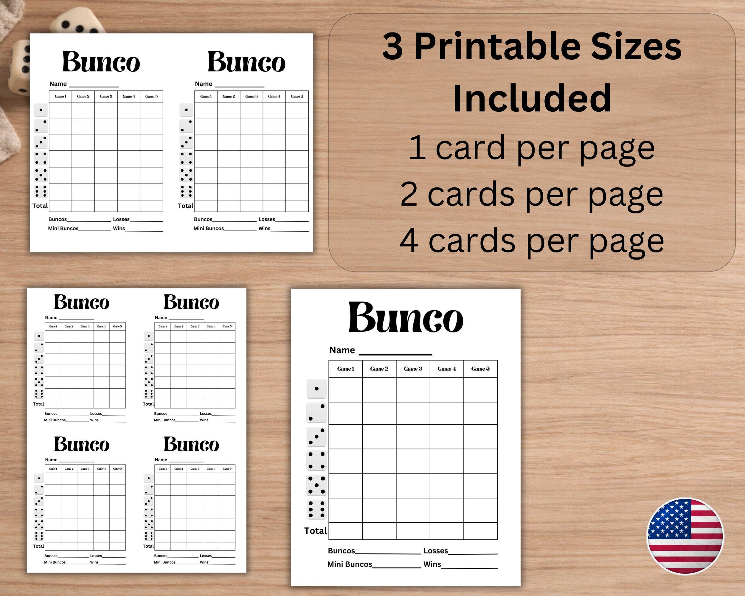 Bunco Score Sheets With Tally | 3 Sizes | INSTANT DOWNLOAD | Bunco ...