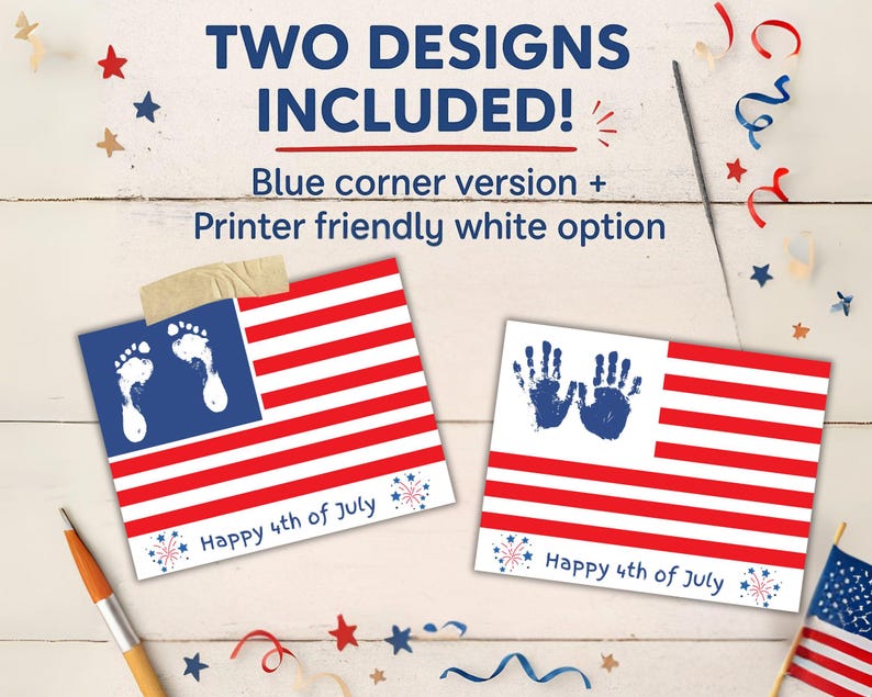 4th of July Baby Footprint Craft – American Flag Handprint Art – Baby’s ...