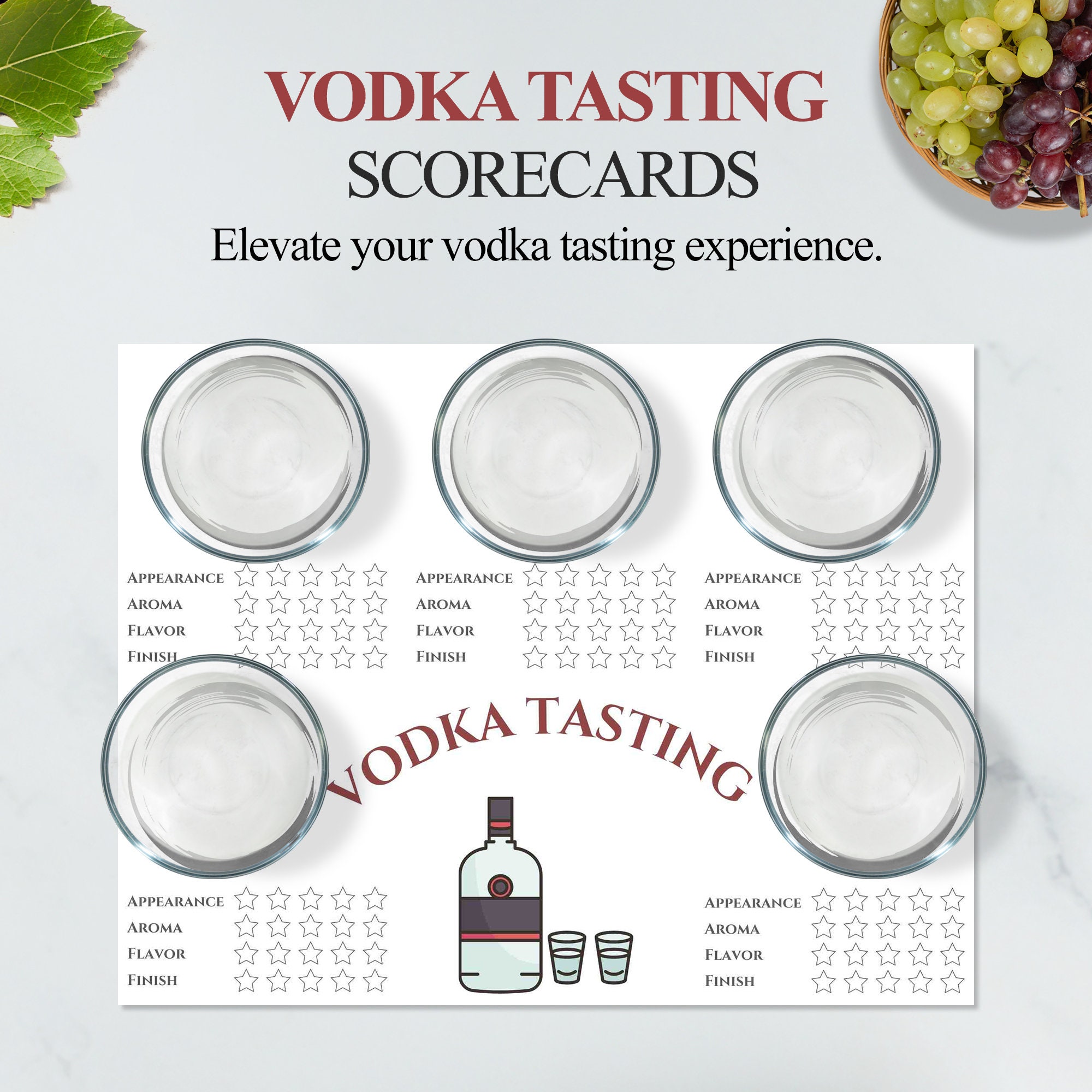 Vodka Tasting Score Card | Vodka Party | Blind Tasting Party | Party ...