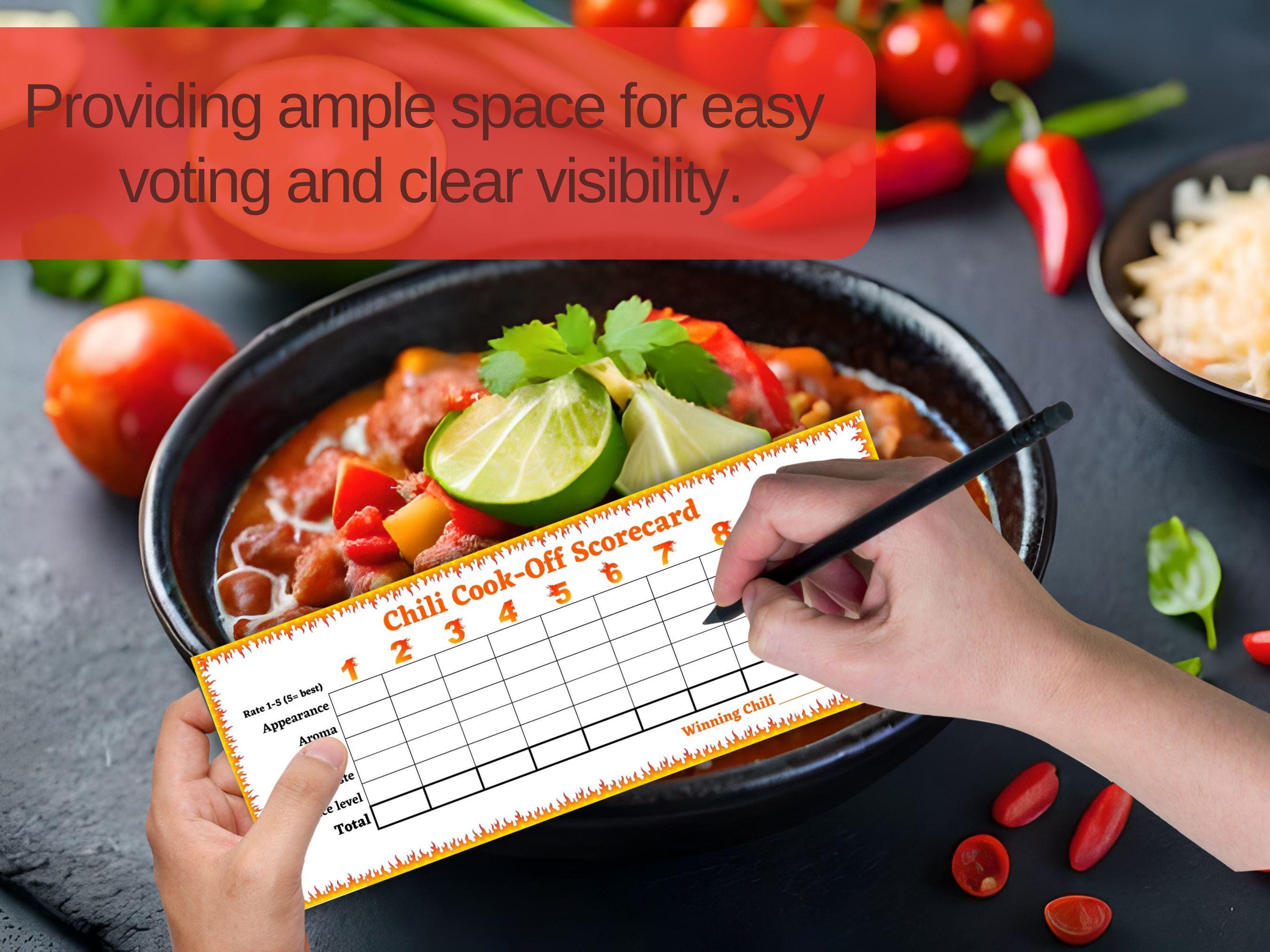 Chili Cook off Scorecard | Printable | Chili Competition | Chili ...
