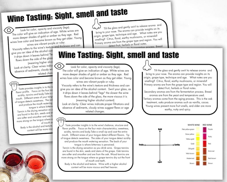 Wine Tasting Printable Guide | INSTANT DOWNLOAD | Wine Tasting Guide ...