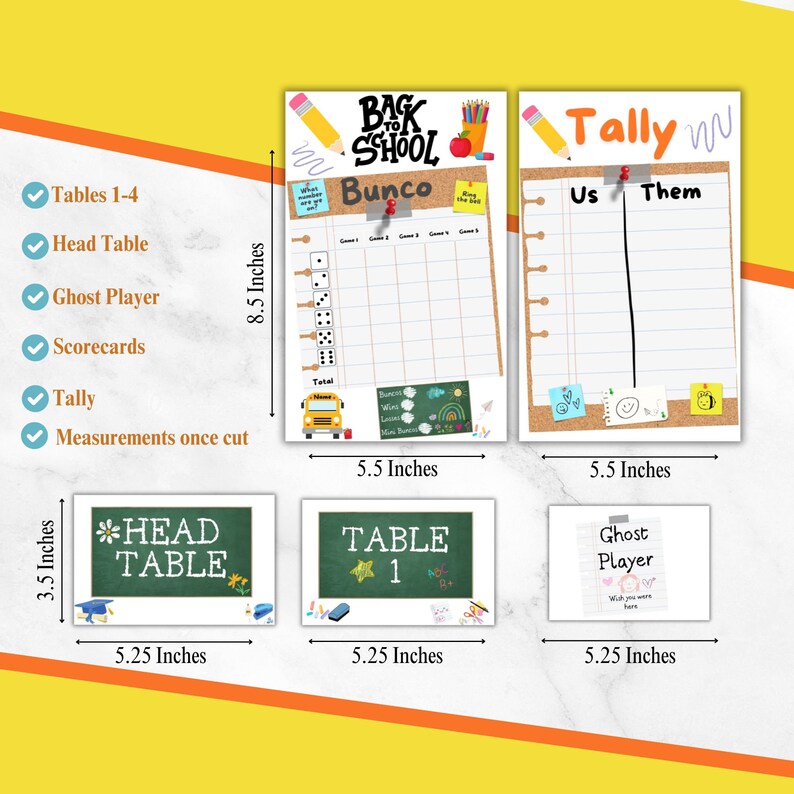 Back to School Bunco Bundle, Bunco Scorecards, Theme Bunco Score Sheet ...