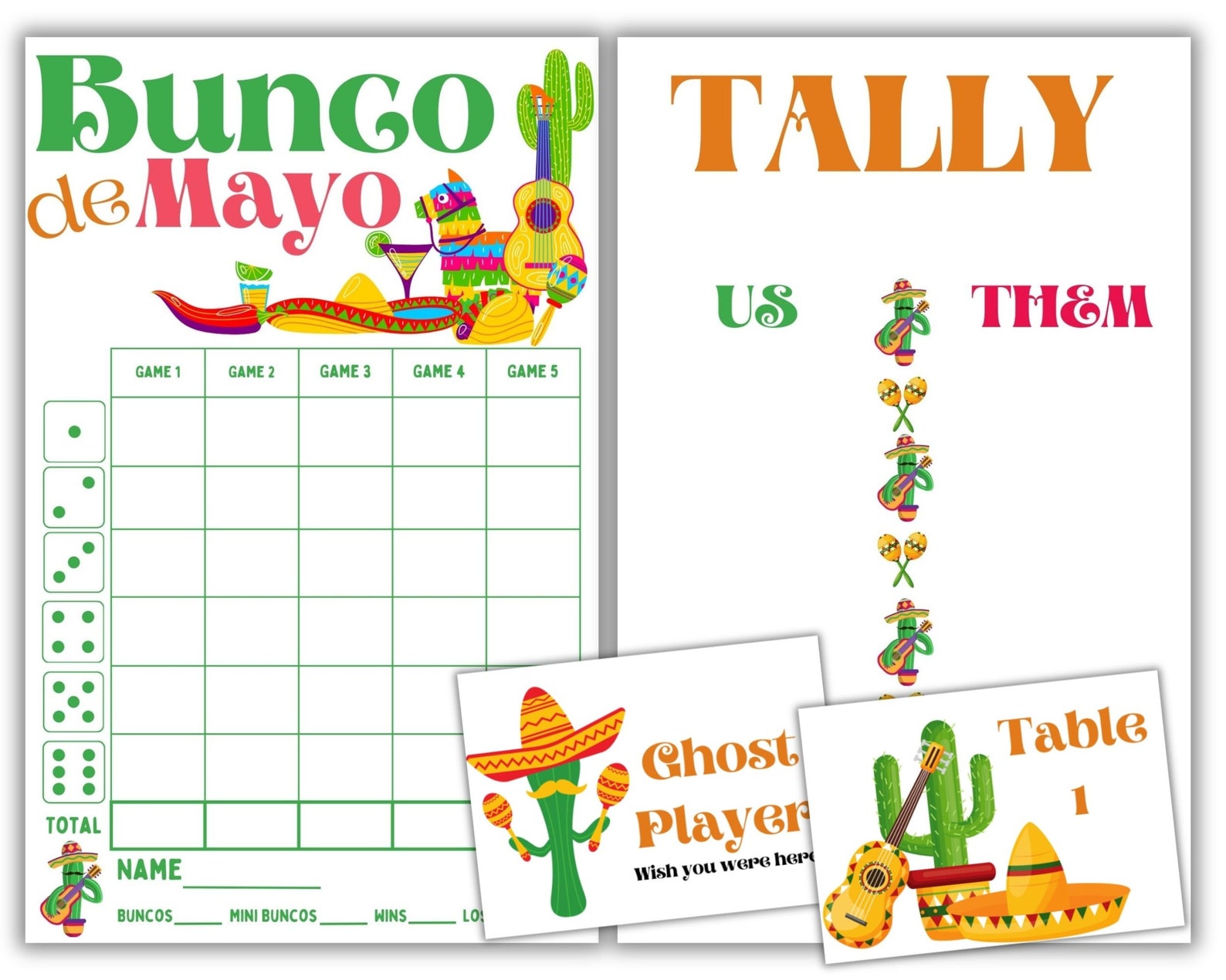Cinco De Mayo Bunco | INSTANT DOWNLOAD | Bunco Score Card | May Bunco ...