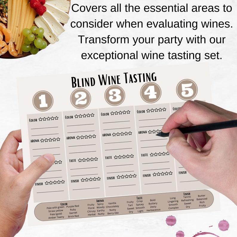 Wine Tasting Printable | INSTANT DOWNLOAD | Wine Tasting Score Card ...