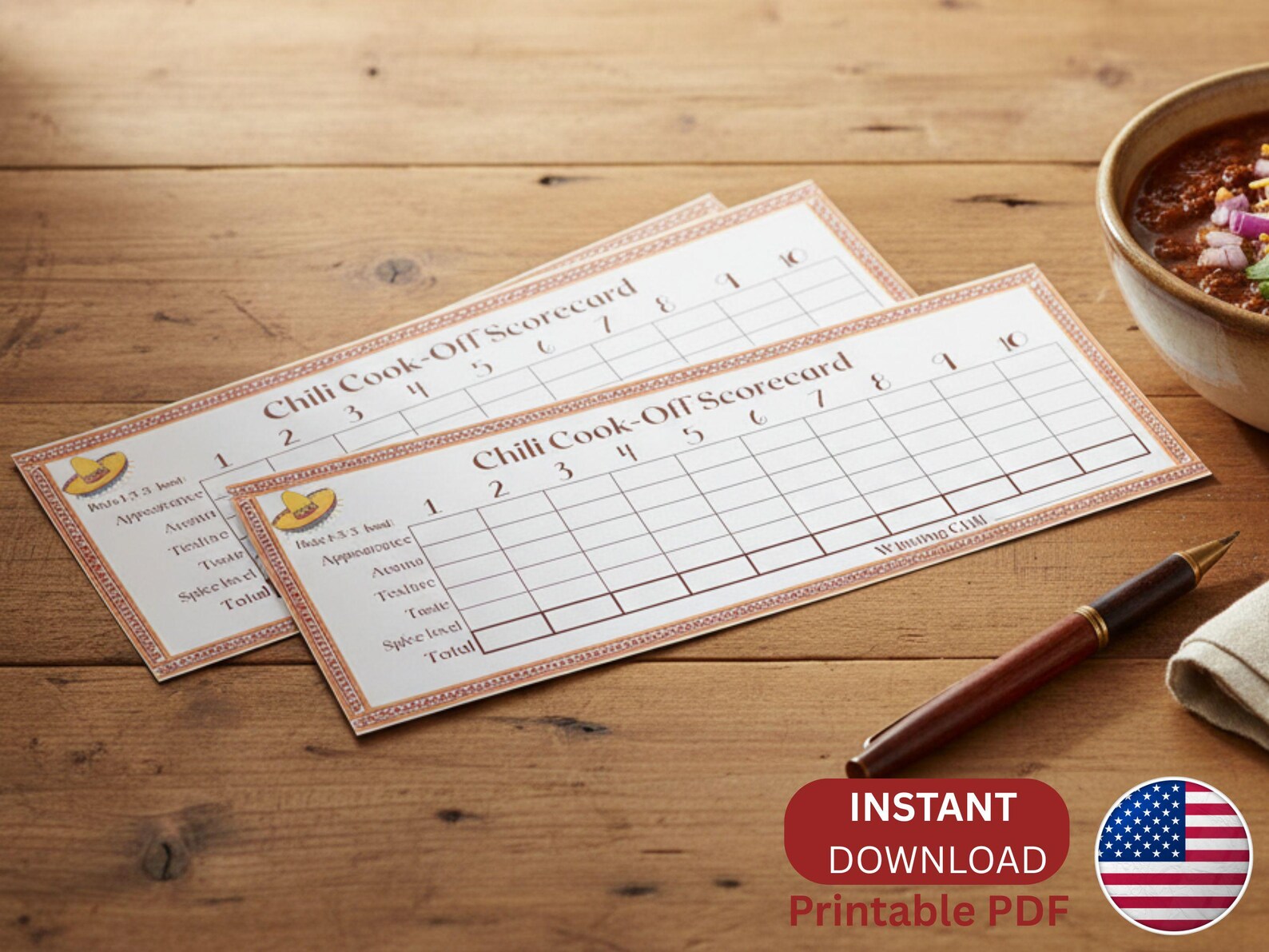 Chili Cook off Scorecard Printable – Chili Judging Sheet, Contest ...