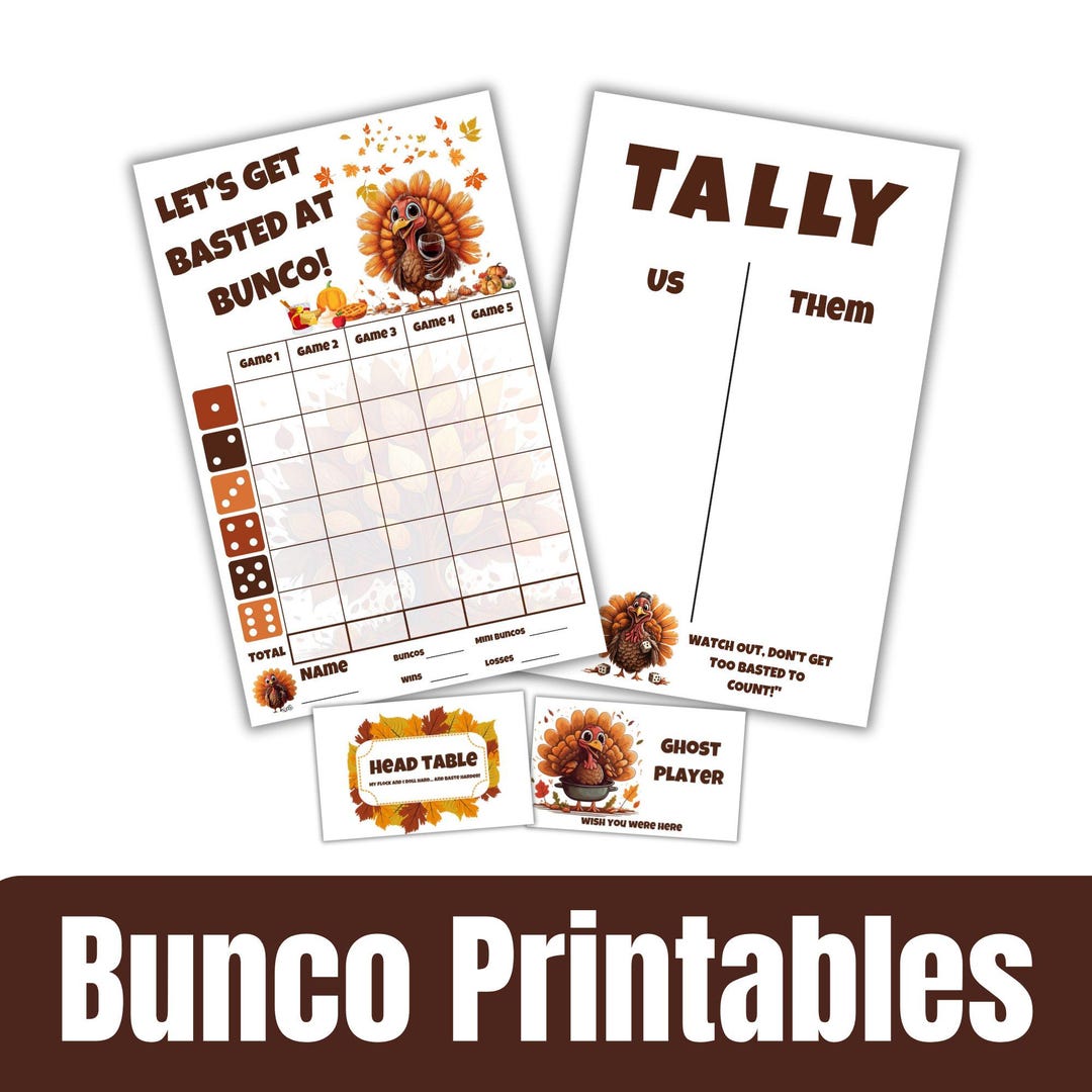 Thanksgiving Bunco Score Sheets | Funny Turkey Bunco | Printable Bunco ...