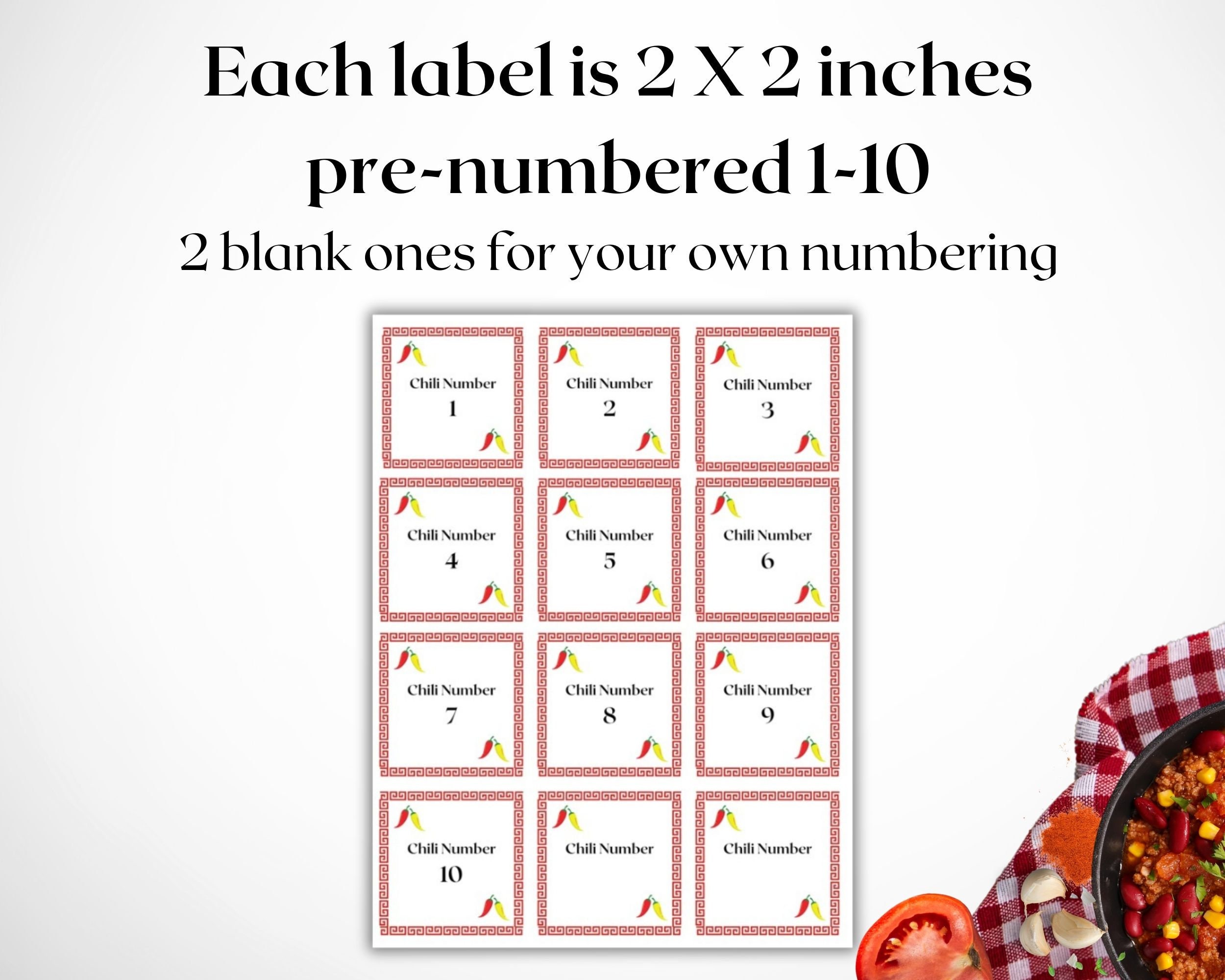Chili Cook off | Pot Labels | Chili Pot Numbers | INSTANT DOWNLOAD ...