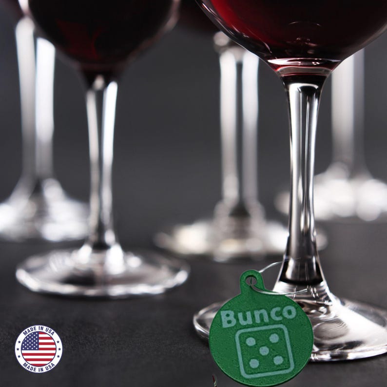 Bunco Accessories Wine Charms – Bunco Wine Dice Glass Markers Set of 6 ...
