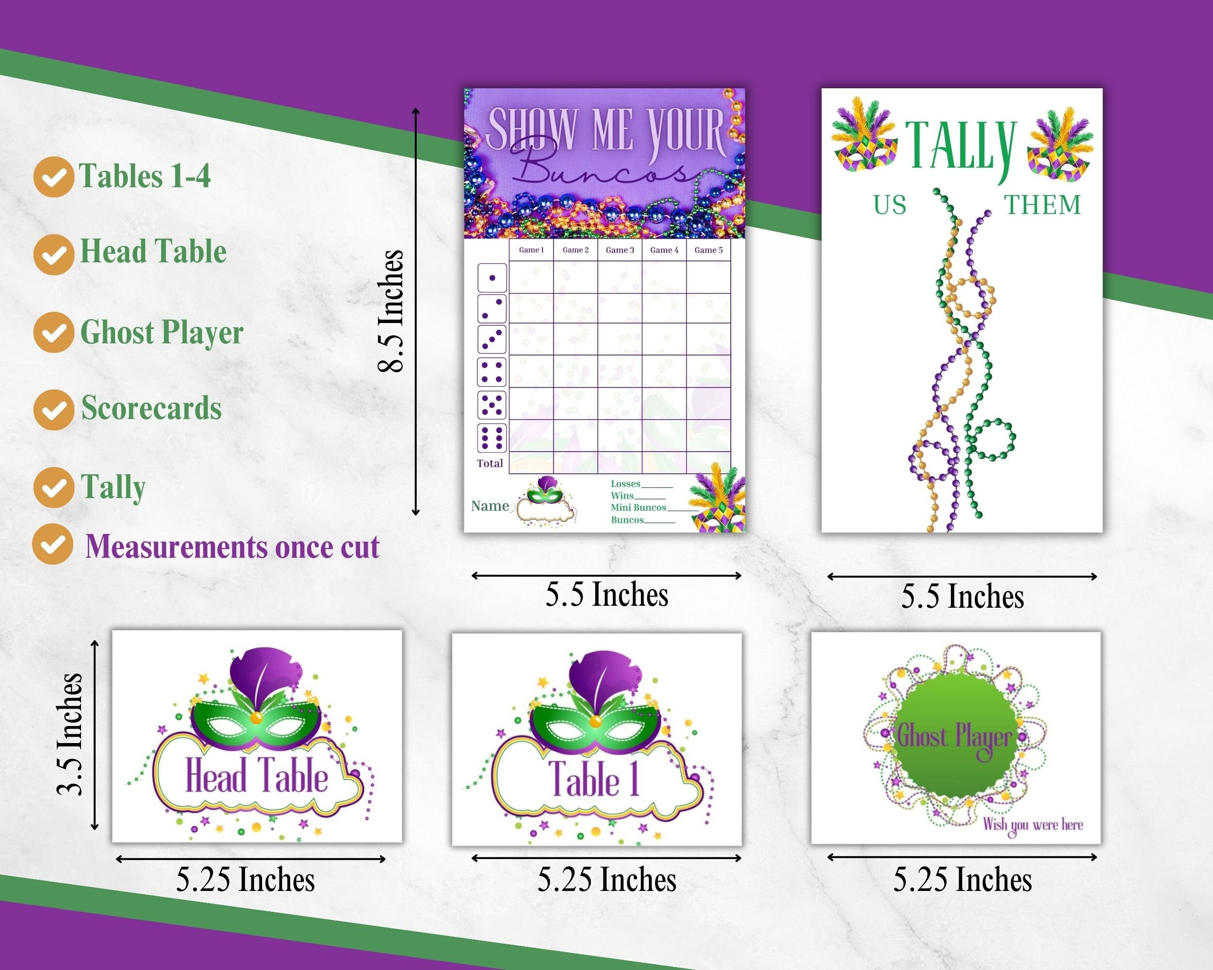 Mardi Gras Bunco Instant Download Bunco Score Card February Bunco ...