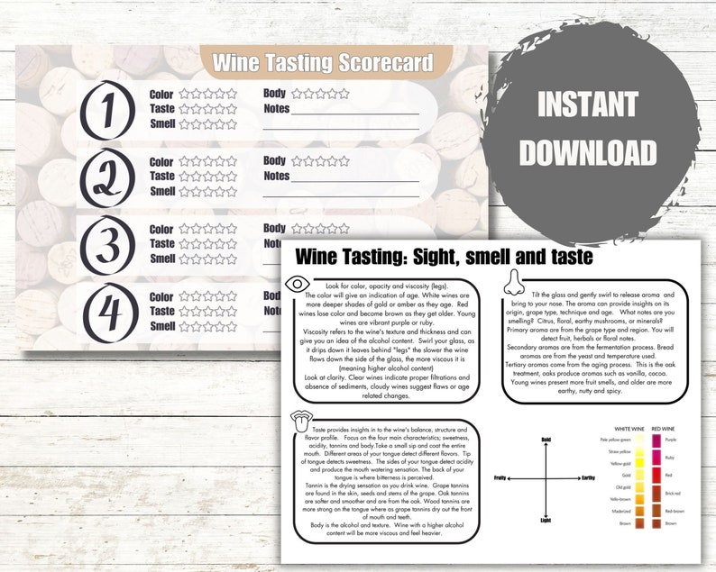 Printable Wine Tasting Party Kit | Wine Night Game PDF With Scorecards ...