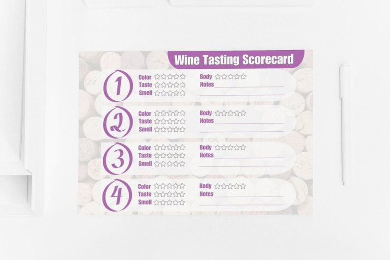 Blind Wine Tasting Scorecard & Guide, Printable Party Kit (PDF Download ...