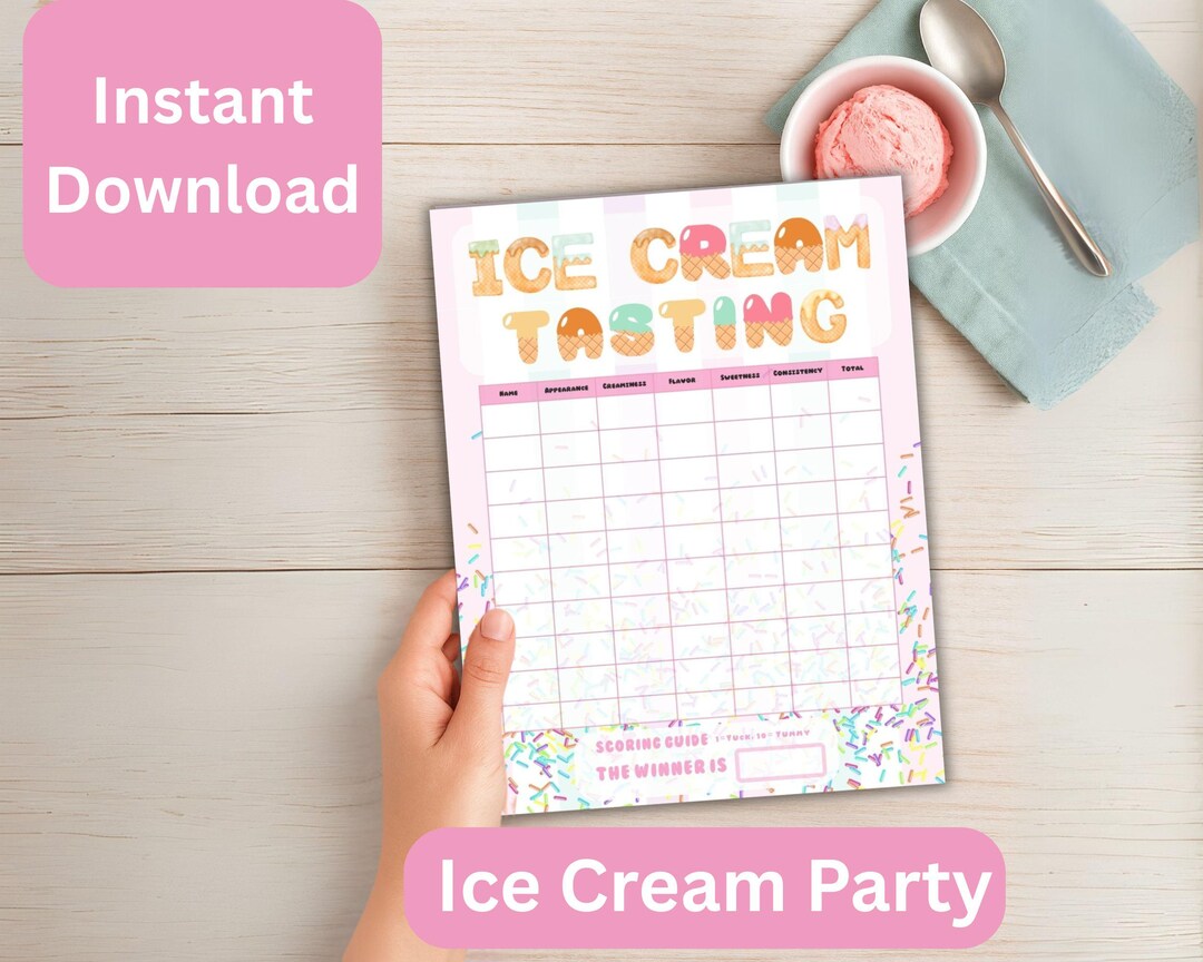 Ice Cream Tasting Party Game for Kids | Printable Ice Cream Scorecards ...