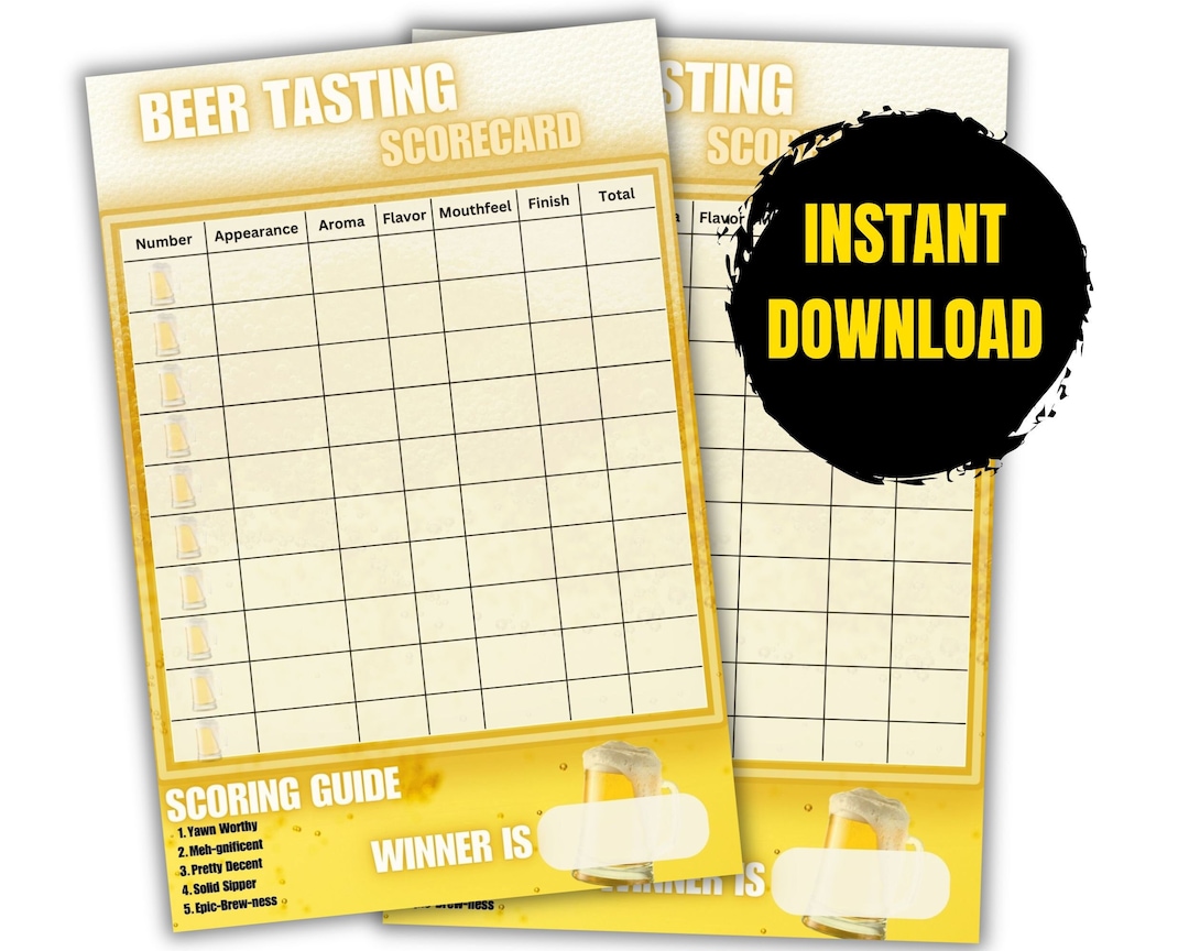 Beer Tasting Scorecard - Beer Flight Voting Card, Instant Download ...