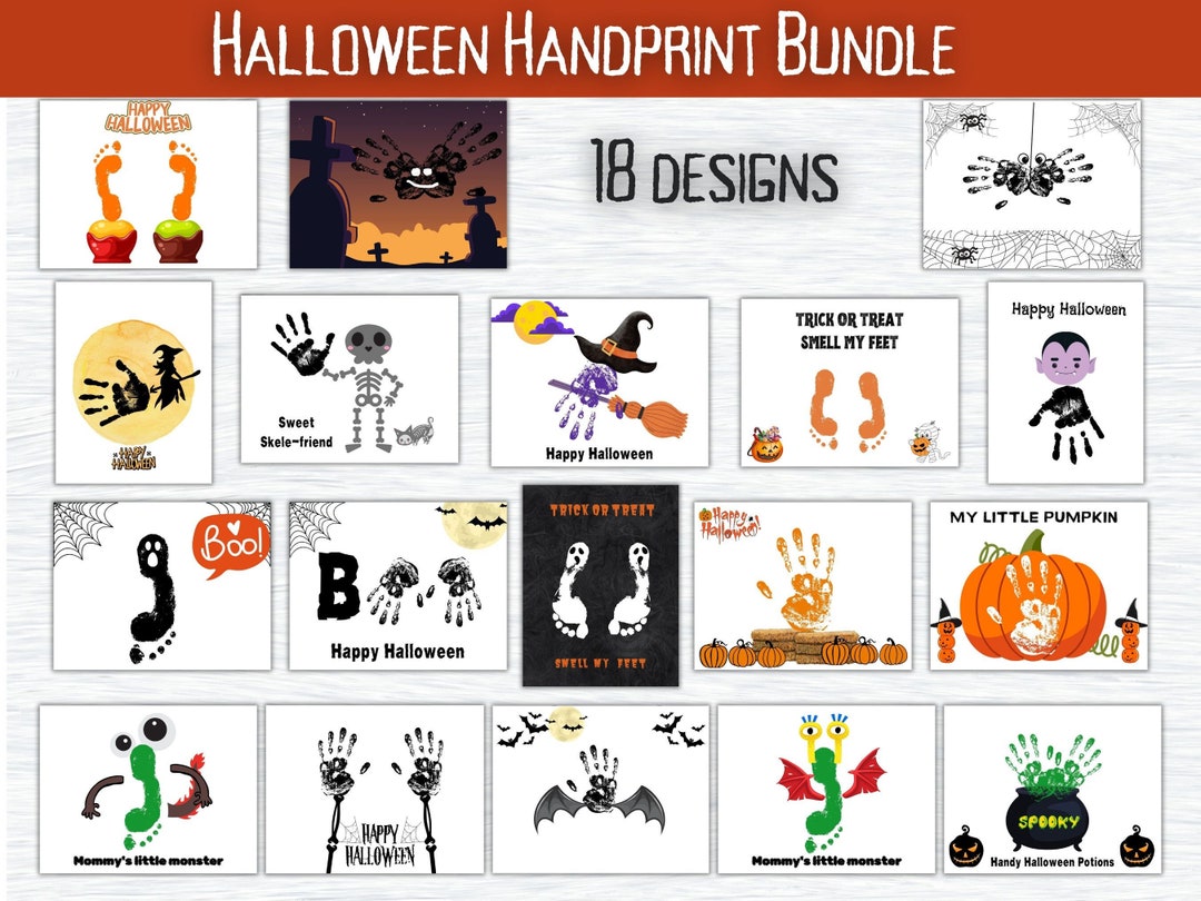 Halloween Handprint and Footprint Craft – Printable DIY Kids Activity ...