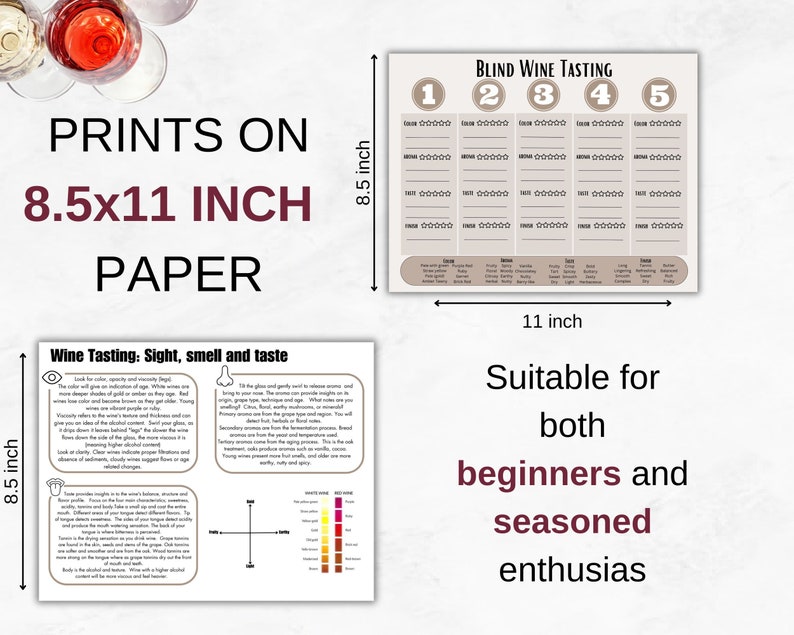 Wine Tasting Score Card & Guide | Blind Wine Party (PDF Pattern) - Etsy