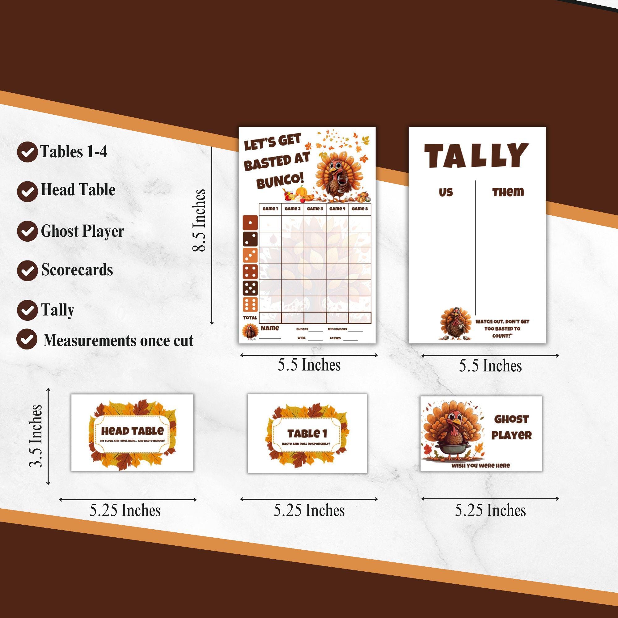 Thanksgiving Bunco Score Sheets | Funny Turkey Bunco | Printable Bunco ...