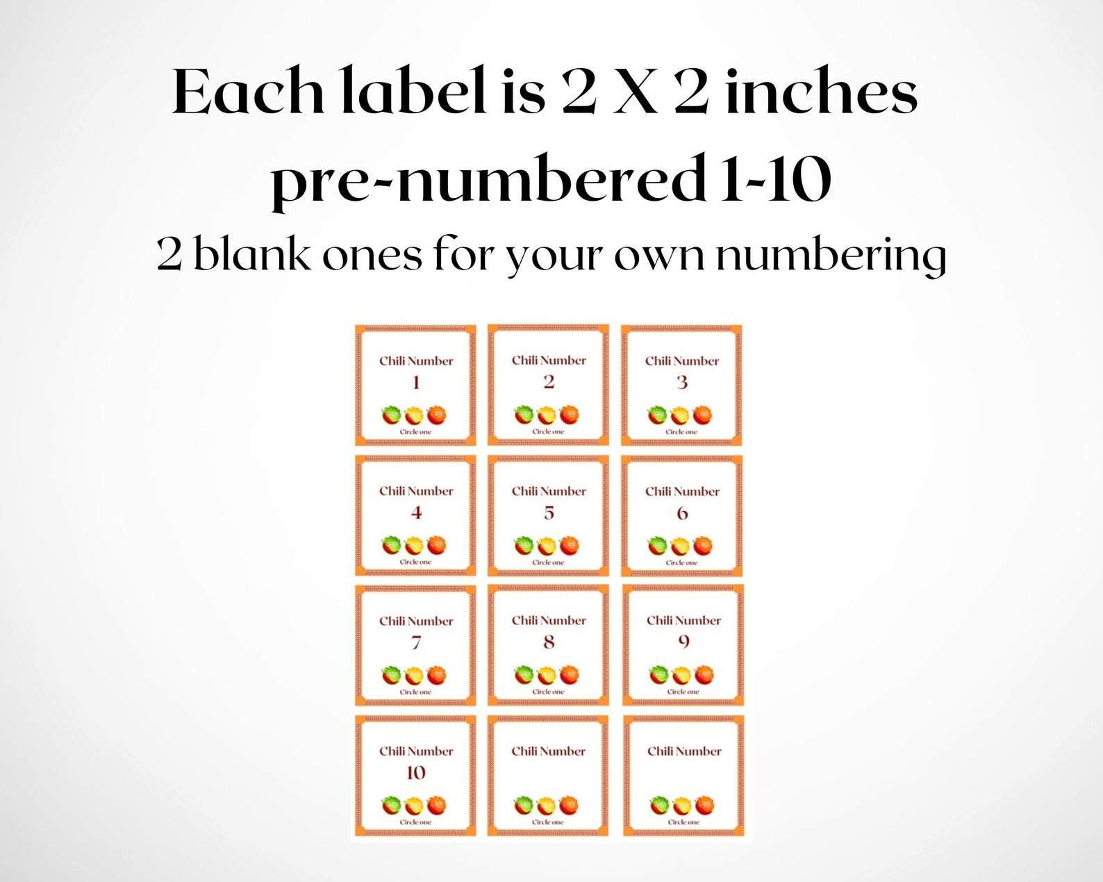 Chili Cook off Pot Numbers | INSTANT DOWNLOAD | Pot Labels for Cook-off ...