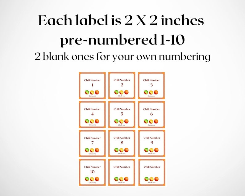 Chili Cook off Pot Numbers | INSTANT DOWNLOAD | Pot Labels for Cook-off ...