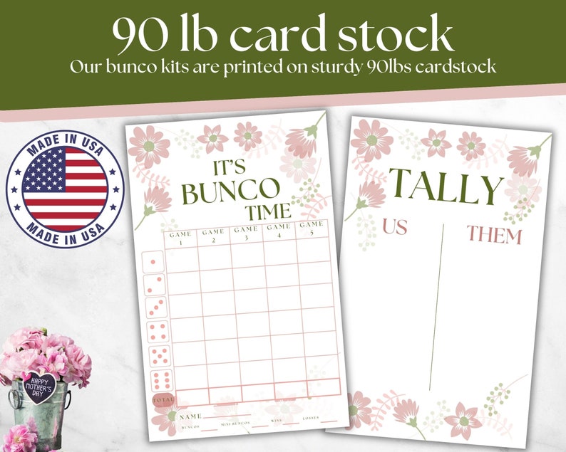 Mother's Day Bunco | May Bunco | Bunco Score Card | Bunco Tally Sheets ...