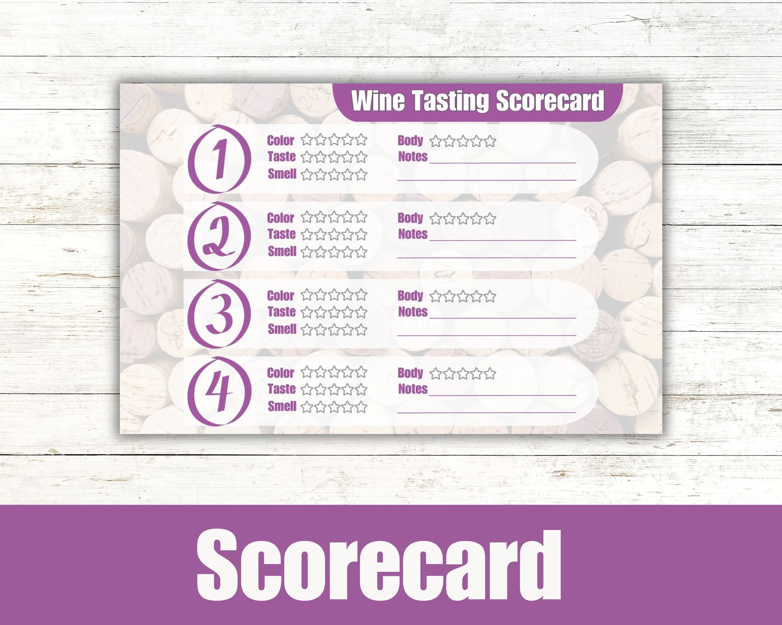 Blind Wine Tasting Scorecard & Guide, Printable Party Kit (PDF Download ...