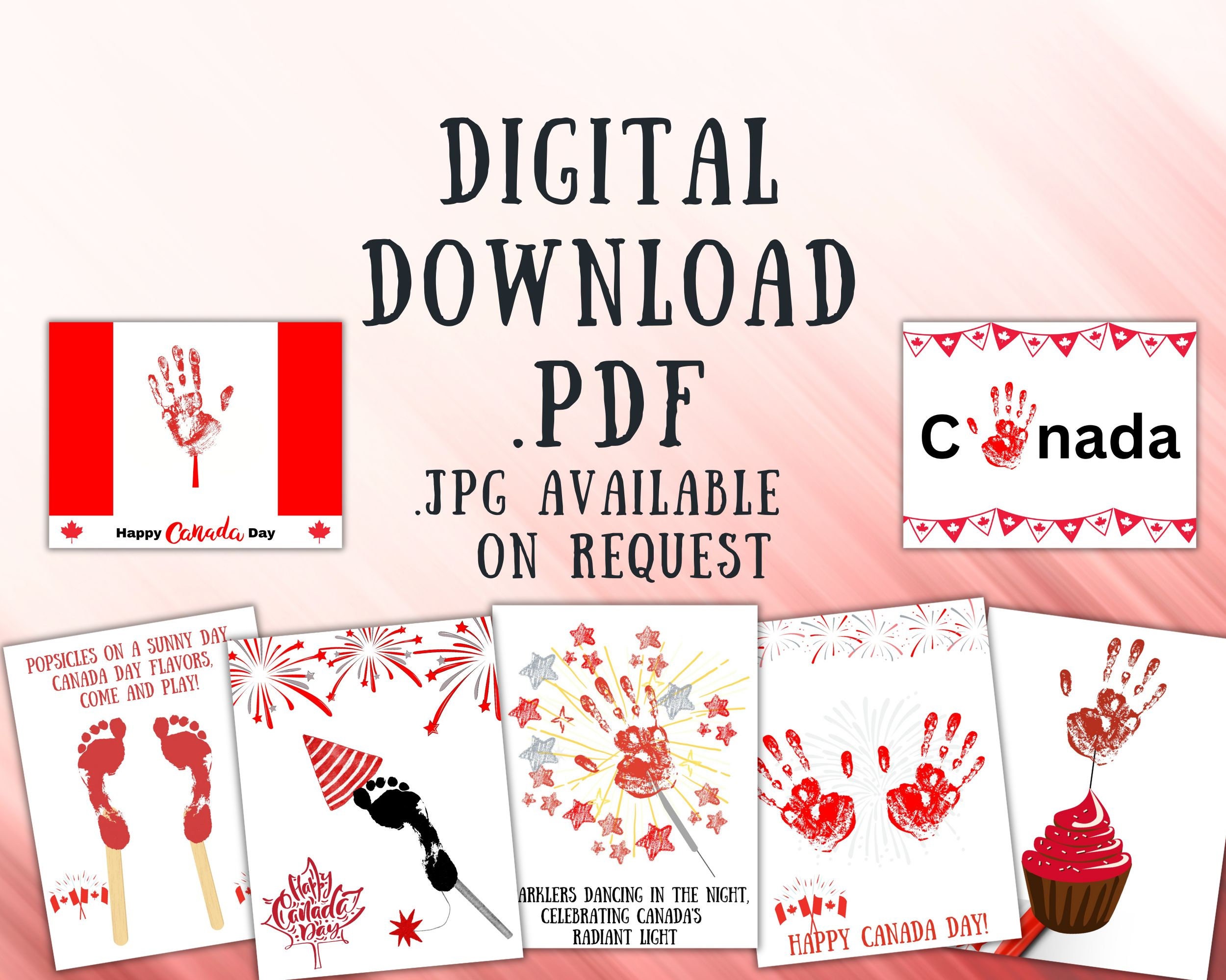 Canada Day Handprint Art Footprint Art Craft | 7 Design Bundle | Maple ...