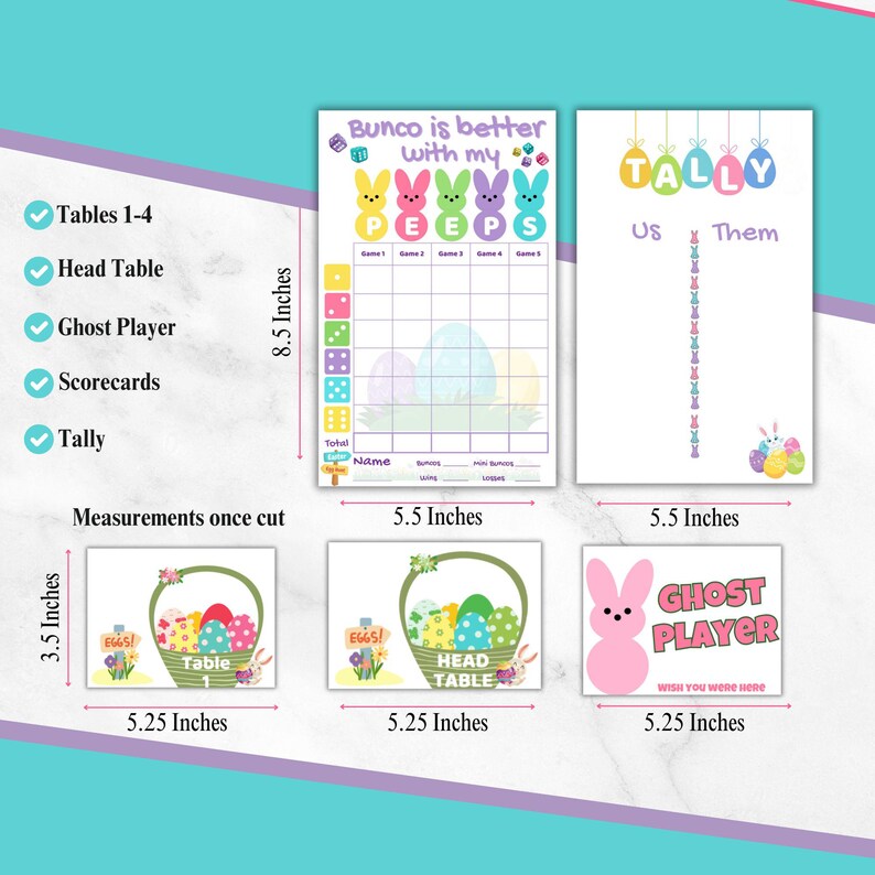 Easter Bunco Score Sheets | INSTANT DOWNLOAD | Bunco Score Card | April ...