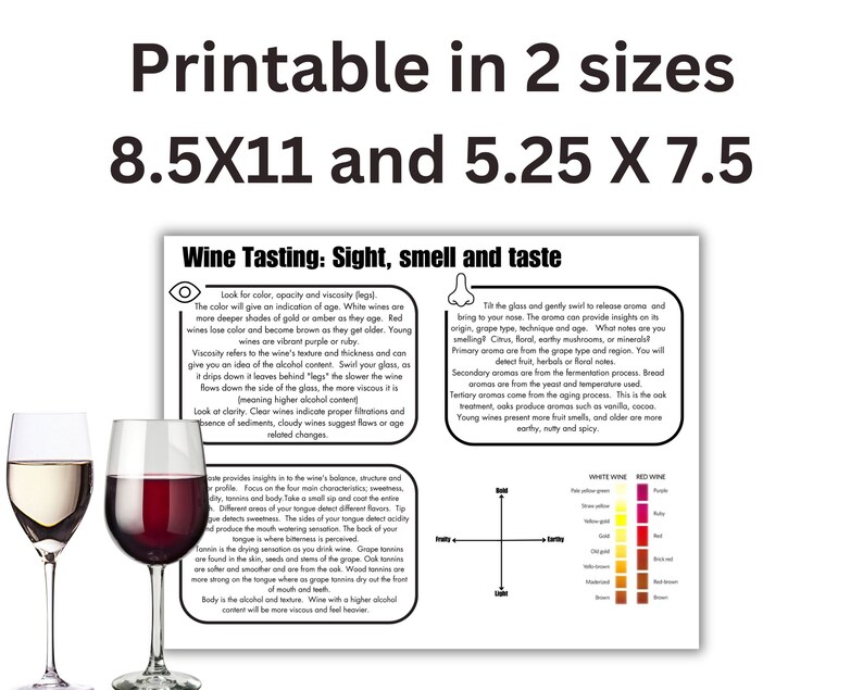 Wine Tasting Printable Guide INSTANT DOWNLOAD Wine Tasting Guide Bachelorette Party Wine Tasting ...