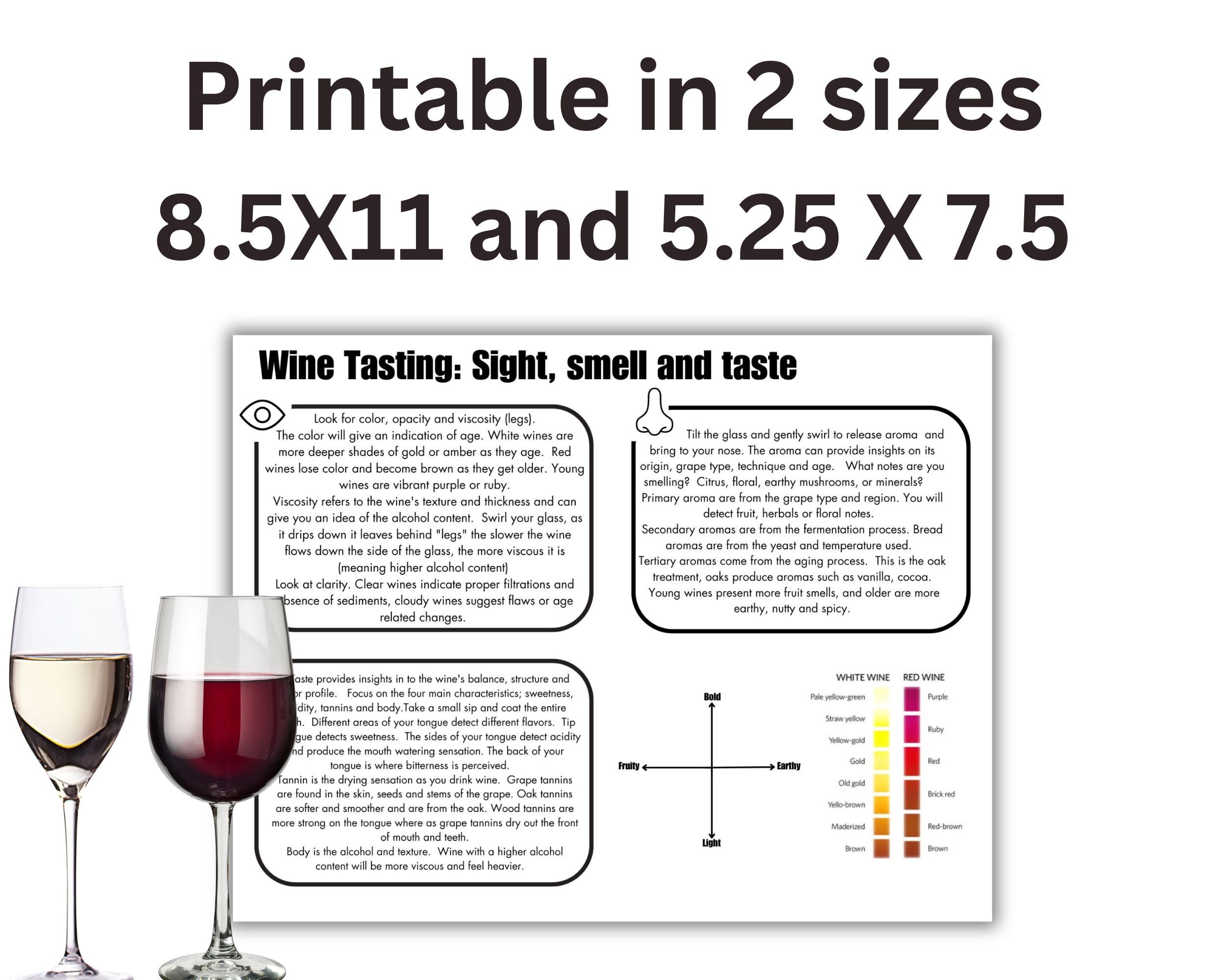 Wine Tasting Printable Guide INSTANT DOWNLOAD Wine Tasting Guide ...