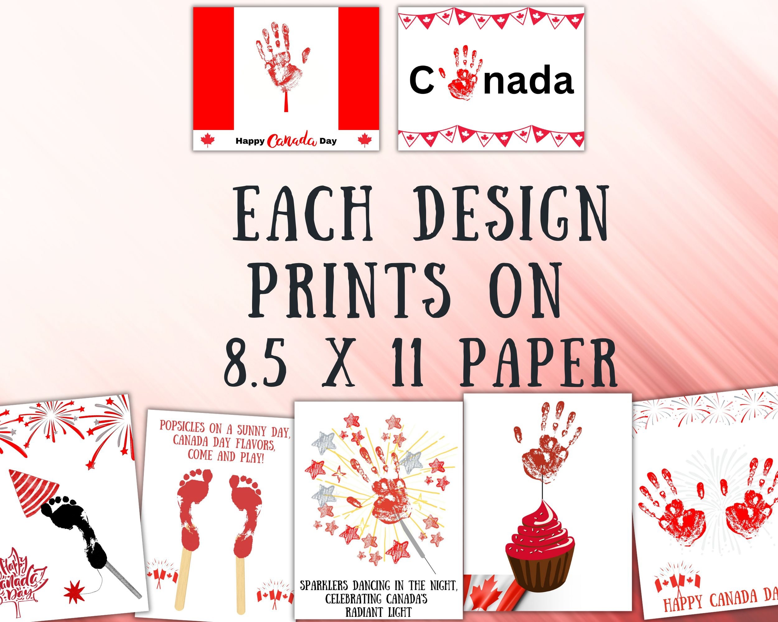 Canada Day Handprint Art Footprint Art Craft 7 Design Bundle Maple Leaf ...