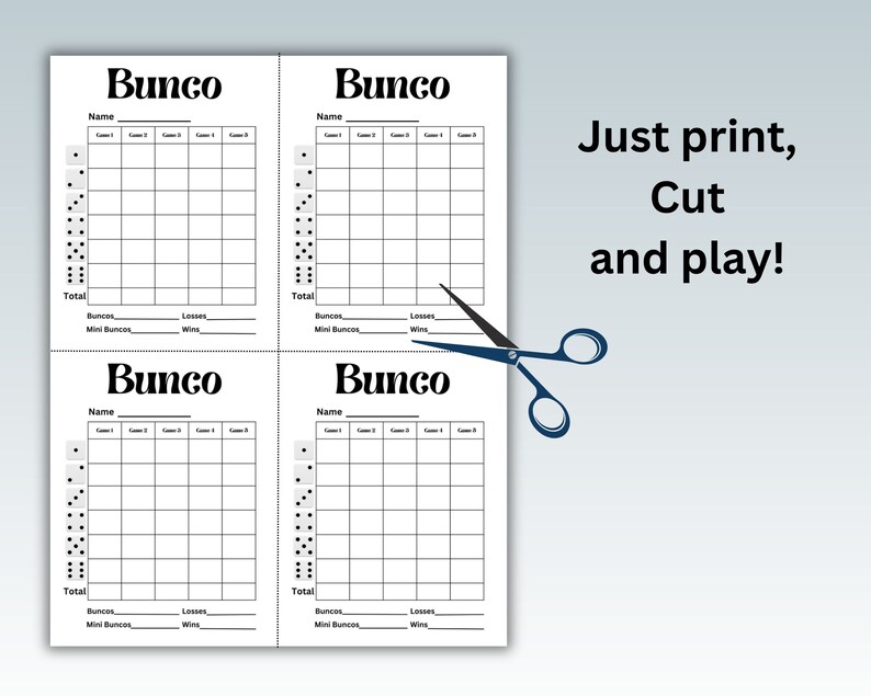 Bunco Score Sheets With Tally | 3 Sizes | INSTANT DOWNLOAD | Bunco ...