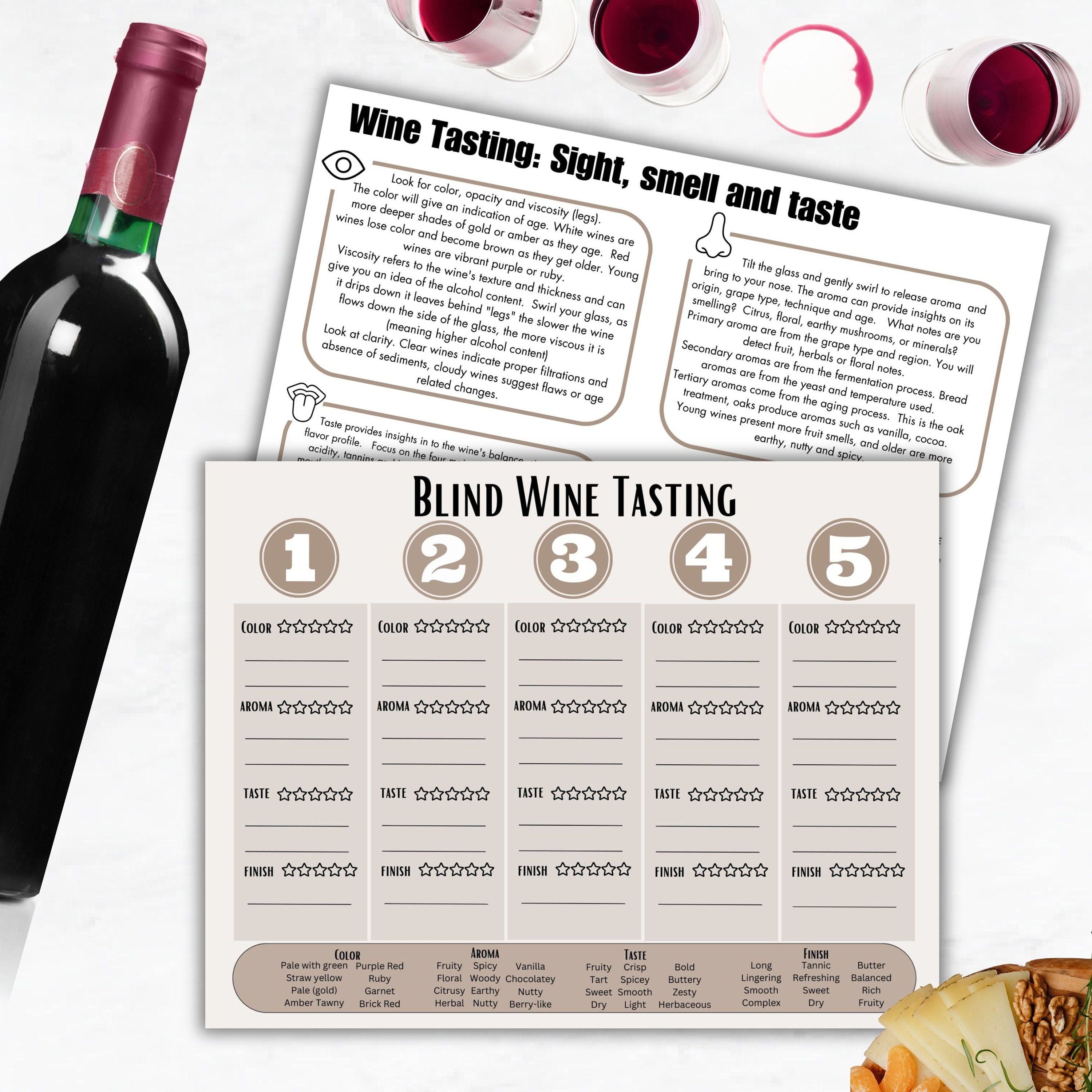 Wine Tasting Printable | INSTANT DOWNLOAD | Wine Tasting Score Card ...