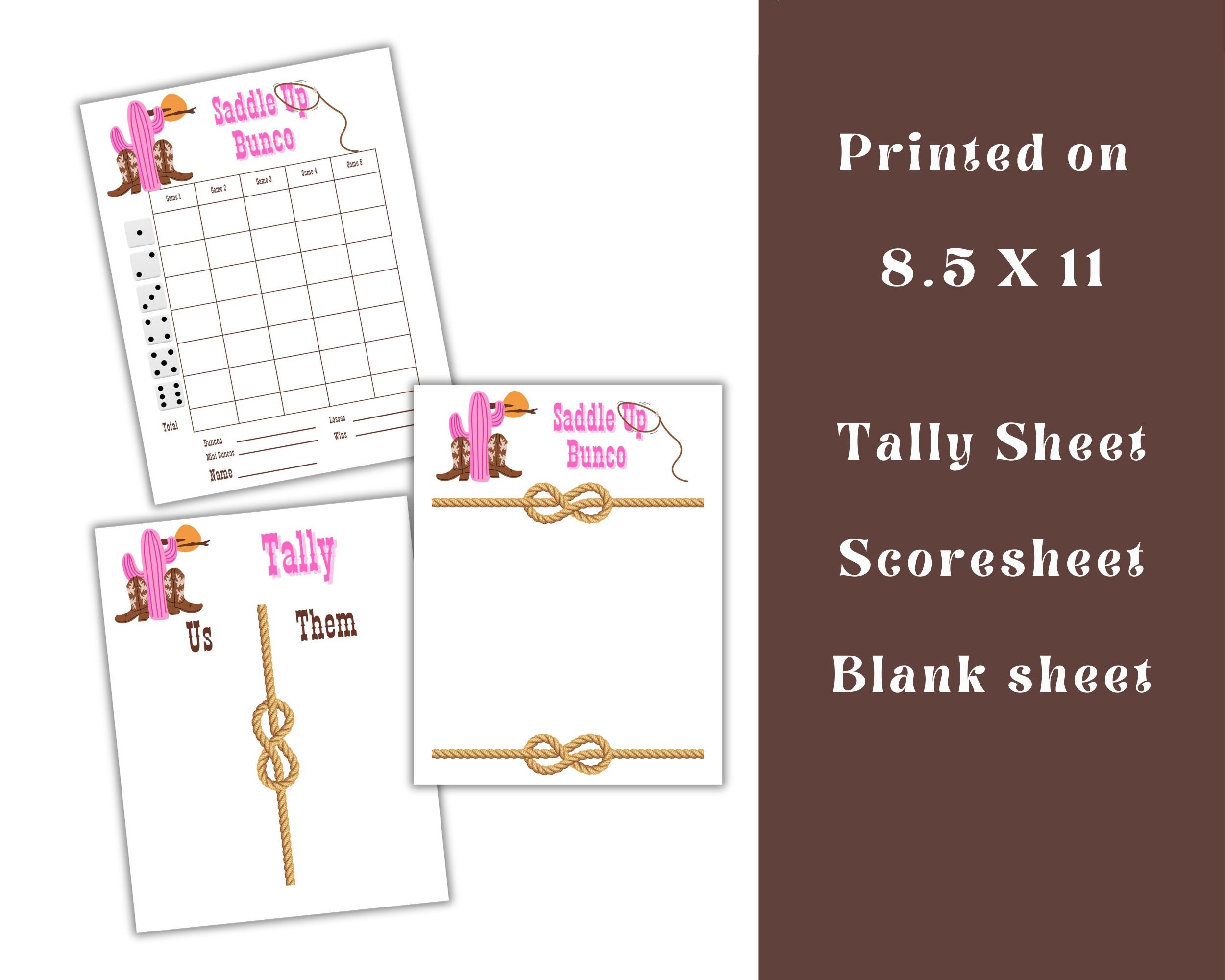 Cowgirl Bunco Score Sheet | Printable | Rodeo Bunco | Country Western ...