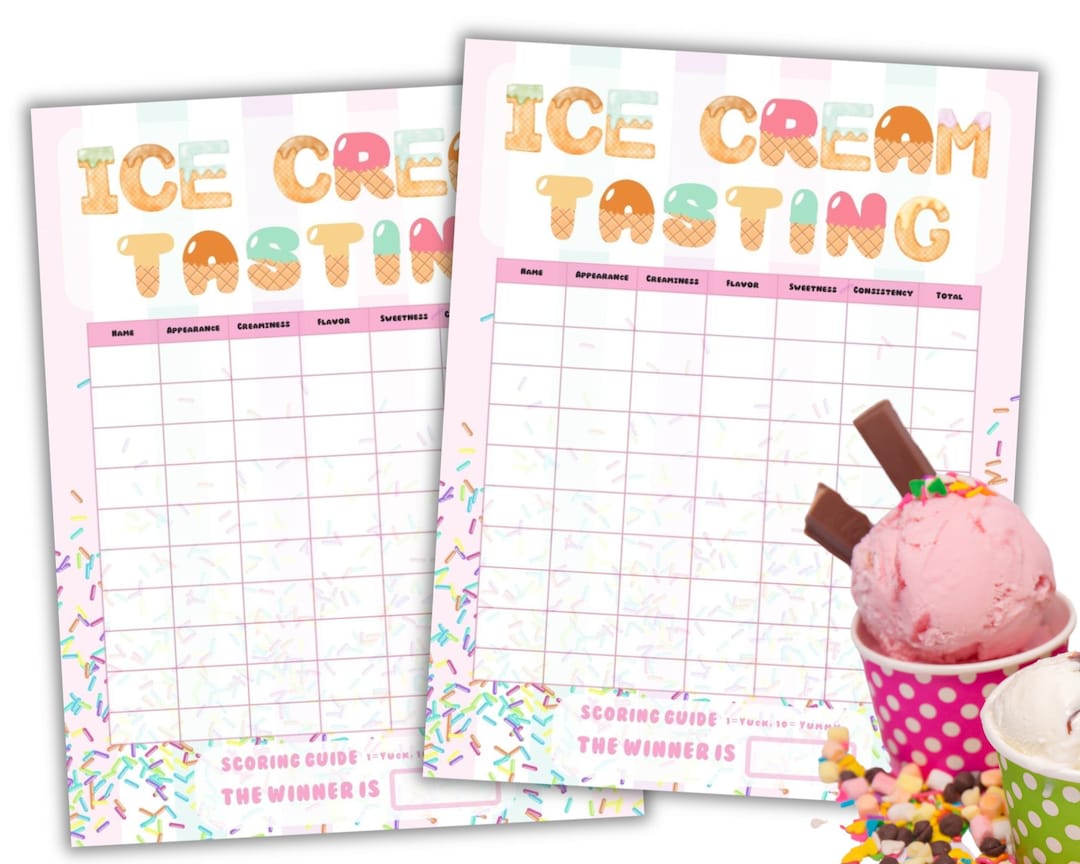 Ice Cream Tasting | Free Shipping| Physical Item | Ice Cream Scorecard ...