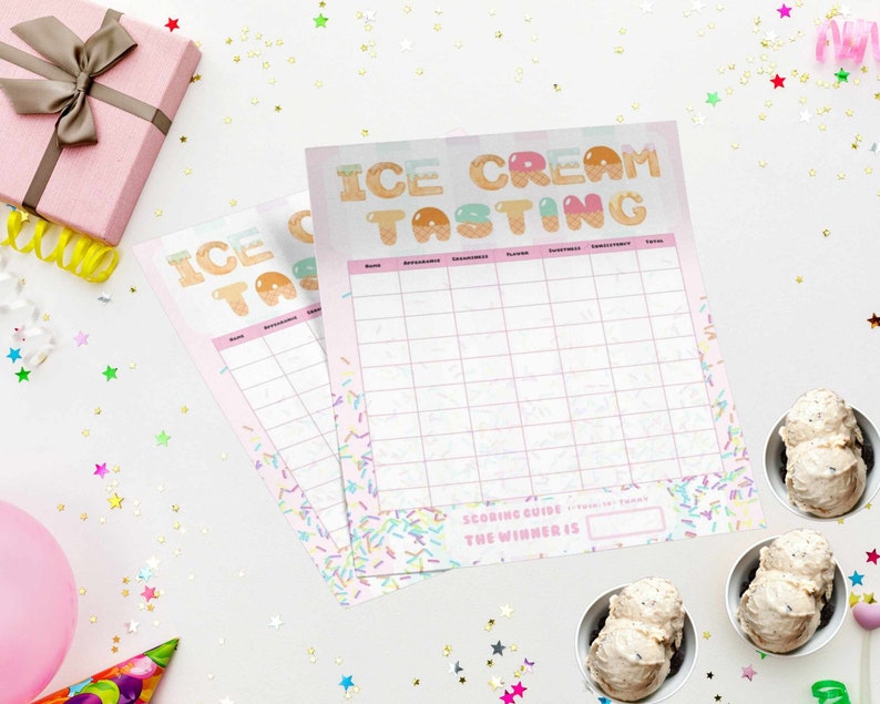Ice Cream Tasting Party Game for Kids | Printable Ice Cream Scorecards ...