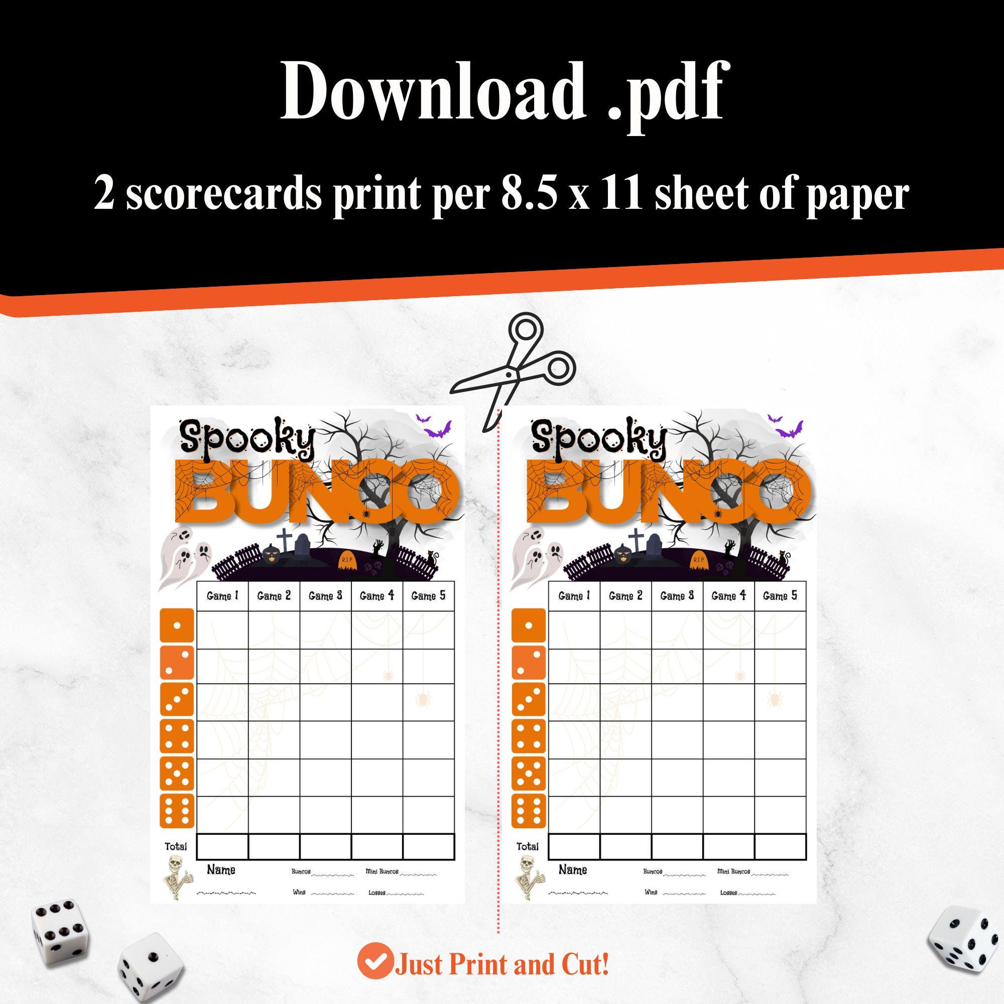 Halloween Bunco Score Cards | Printable | October Bunco | Spooky Bunco ...