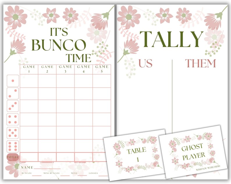Mother's Day | May Bunco | Bunco Score Card | Bunco Tally Sheets ...