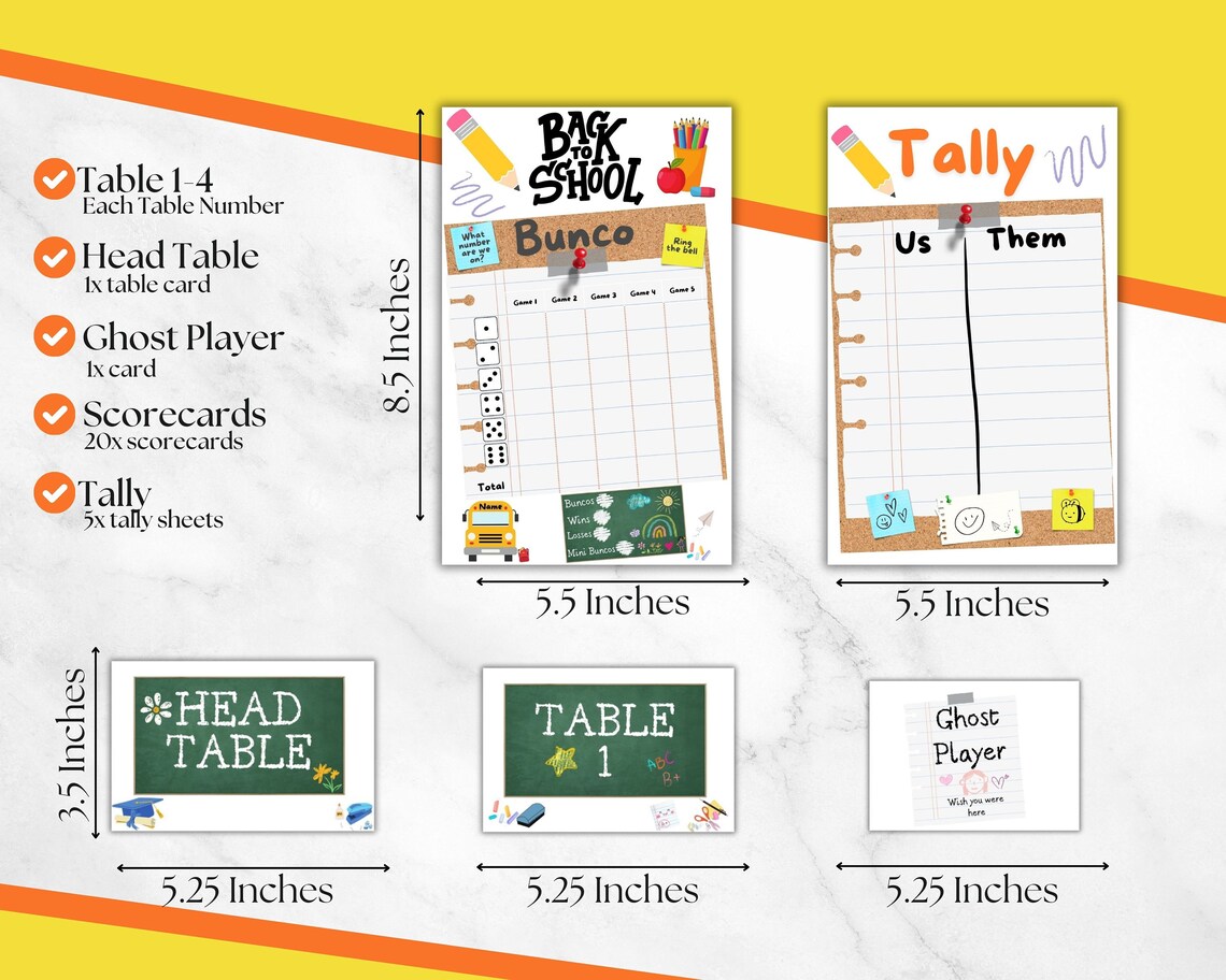 Back to School Bunco Bundle Bunco Score Card Girls Night Activity ...