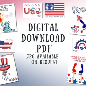 4th of July Handprint Art, Footprint Art Craft, 12 Design Bundle ...