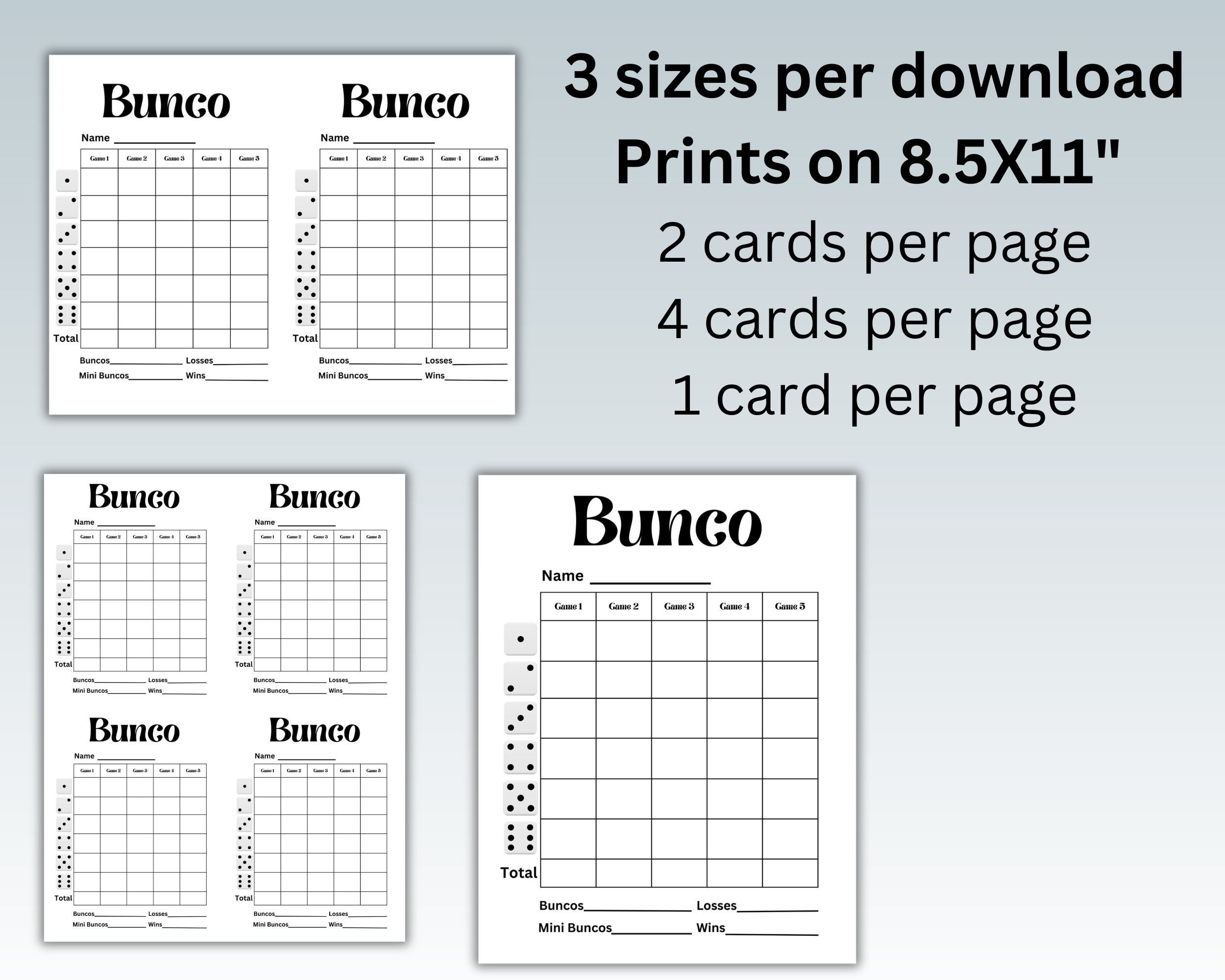 Bunco Score Sheets With Tally | 3 Sizes | INSTANT DOWNLOAD | Bunco ...