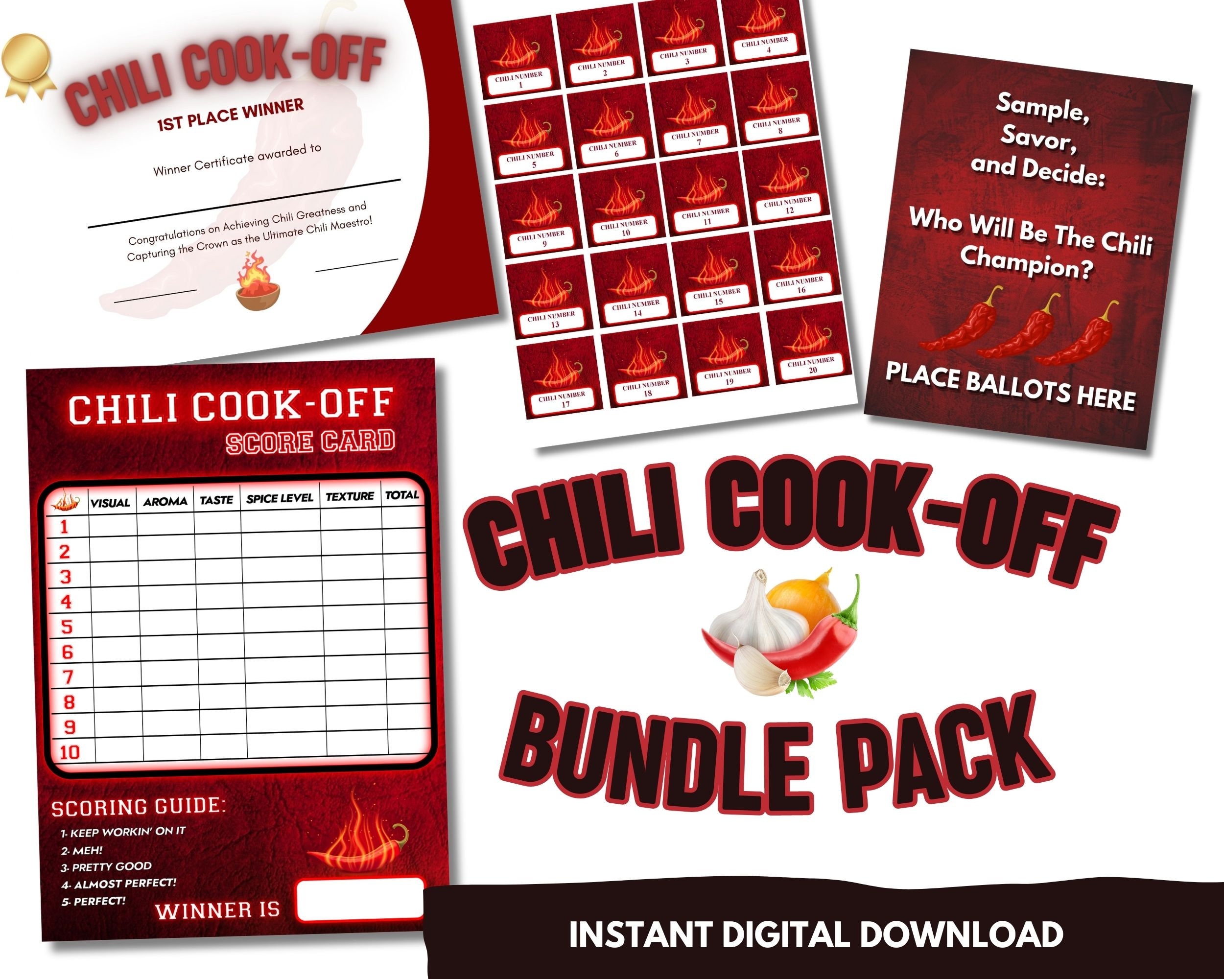 Chili Cook off Competition Scorecard | Chili Challenge | INSTANT ...