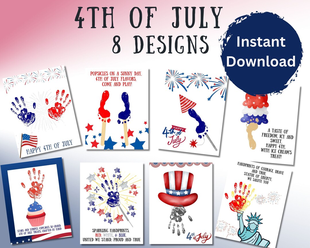 4th of July Handprint Art Footprint Art Craft. 8 Design - Etsy